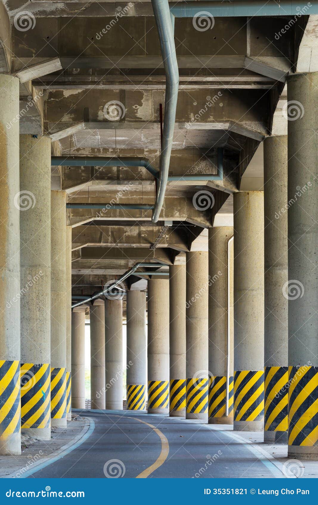 View Under the Viaduct of a Major Highway Stock Image - Image of pillar ...