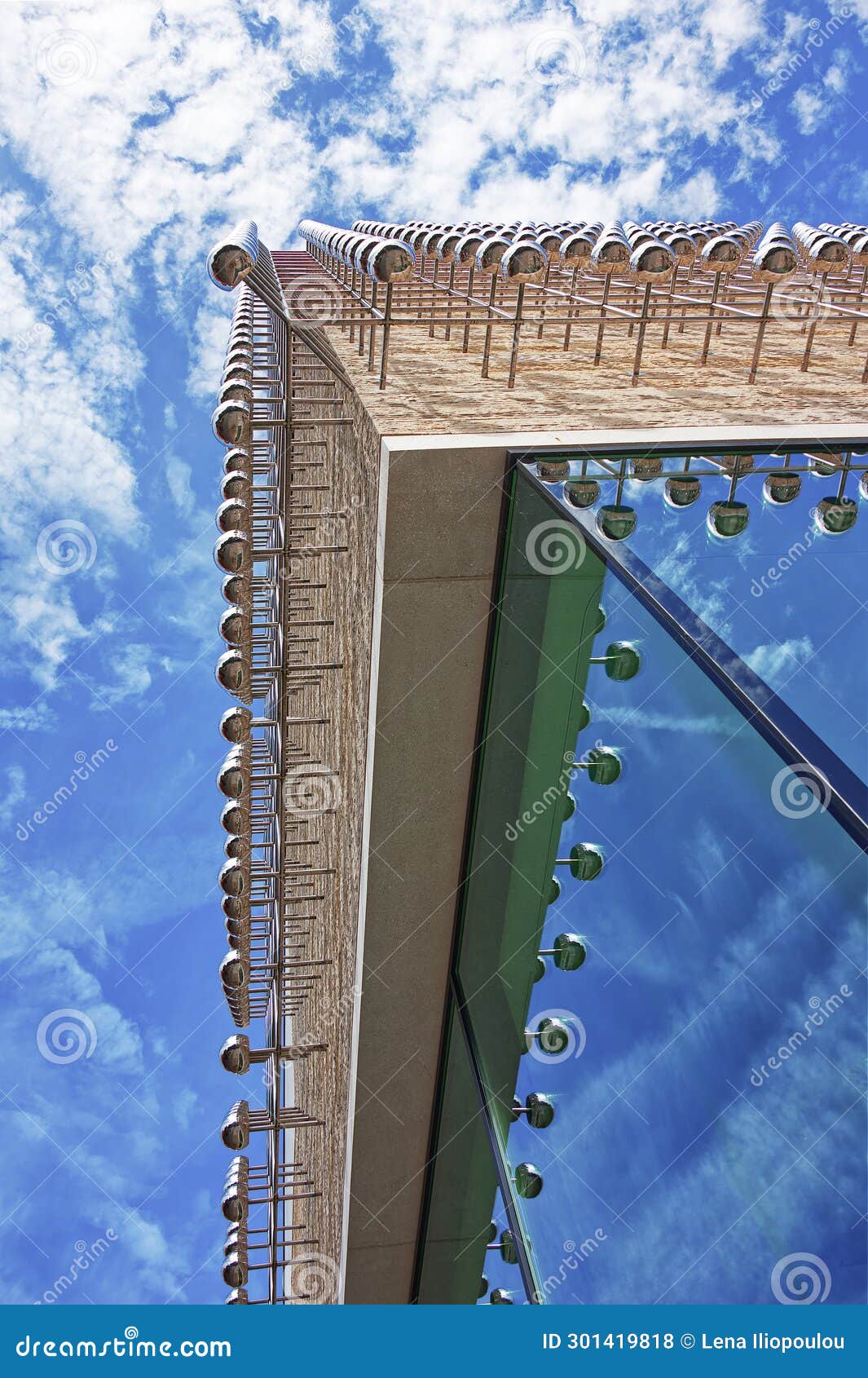 View from Underneath of a Modern Building and the Cloudy Blue Sky Stock ...