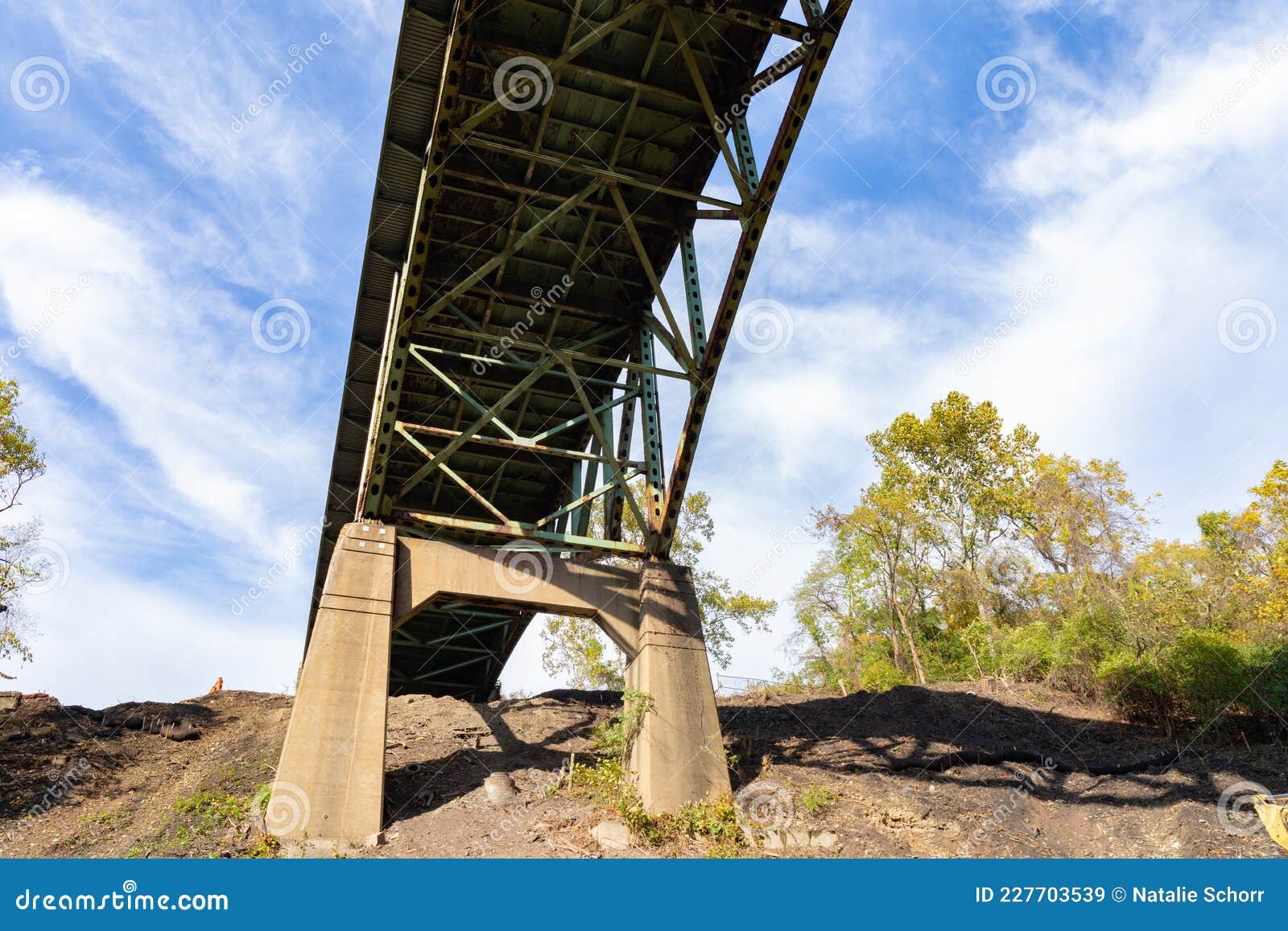 View of the Underside of a Bridge with Peeling Paint, Heavy Rust ...