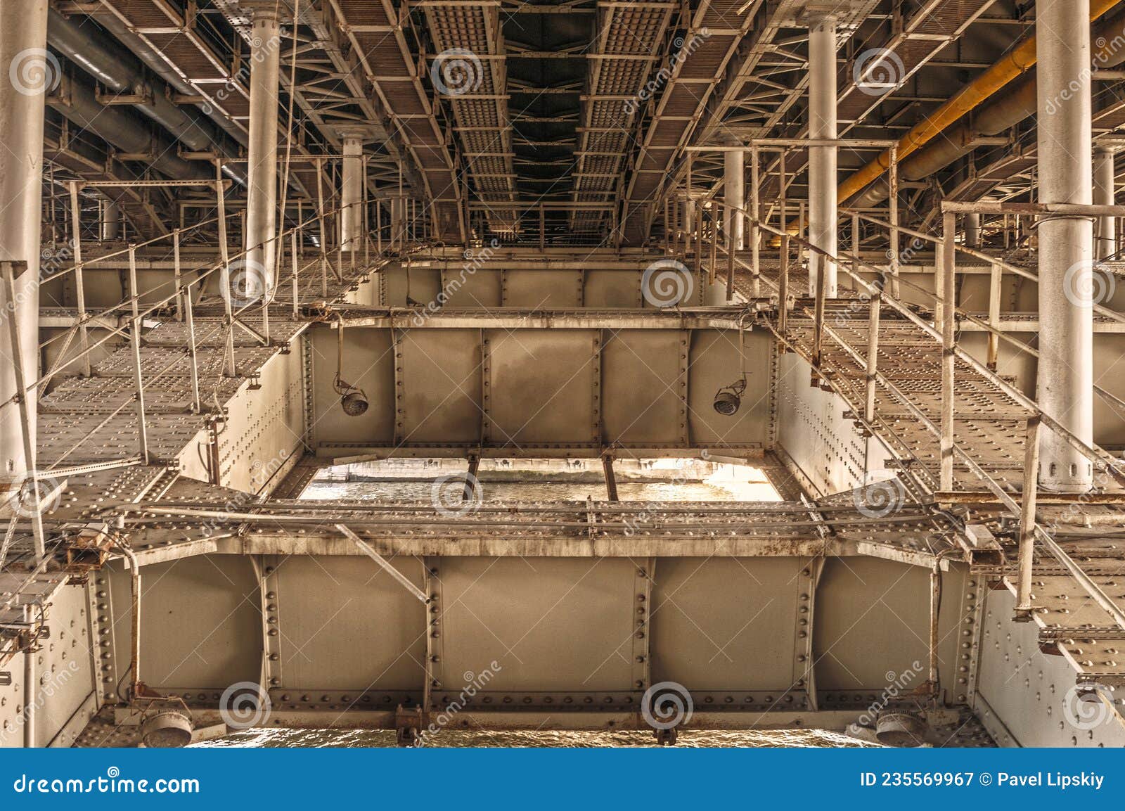 View on Underside of an Iron Bridge Stock Image - Image of truss ...
