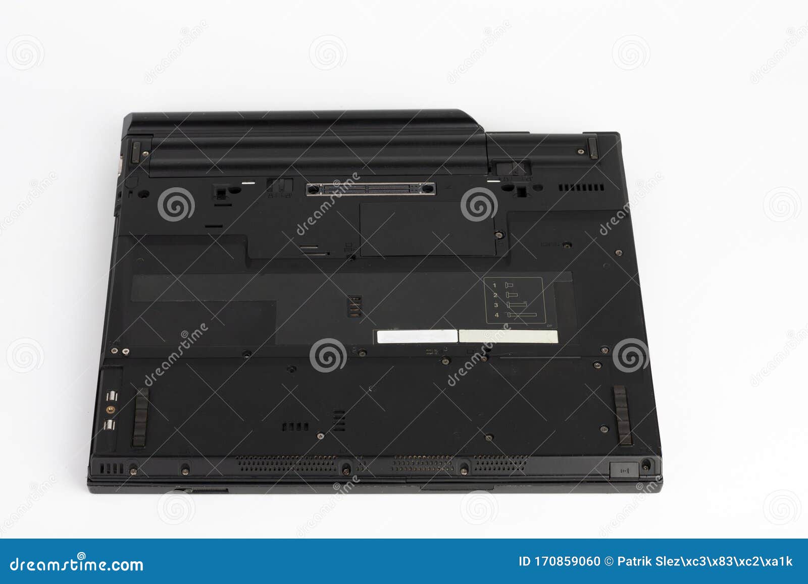 View of the Underside of the Laptop on White Background, Notebook Was ...