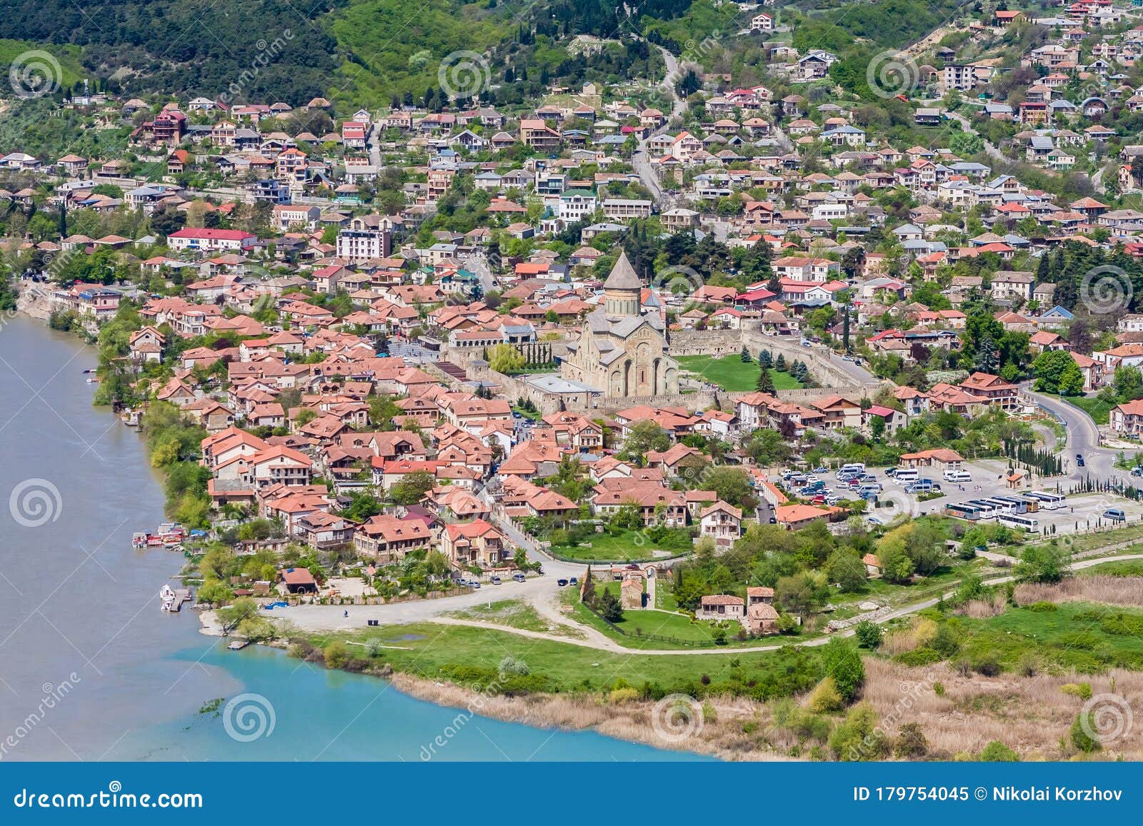 View of Unesco Heritage Site Town in Mtskheta with Samtavro Monastery ...