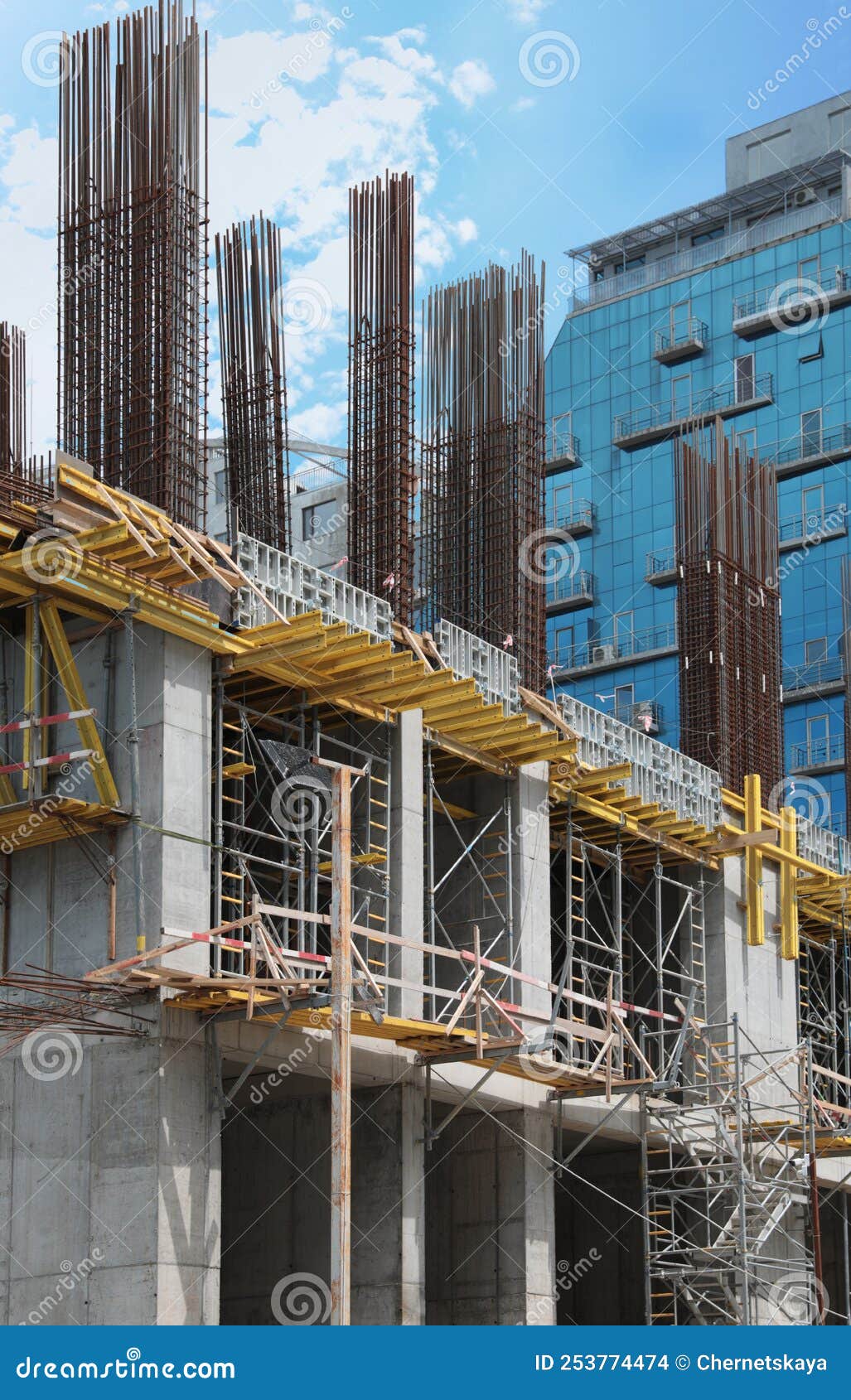 View of Unfinished Building on Construction Site Stock Photo - Image of ...