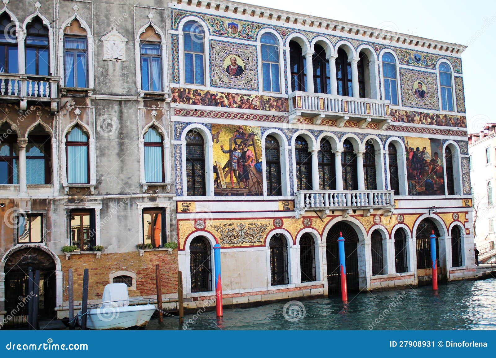 View of Unique Building, Canal, Venice Stock Image - Image of canal ...
