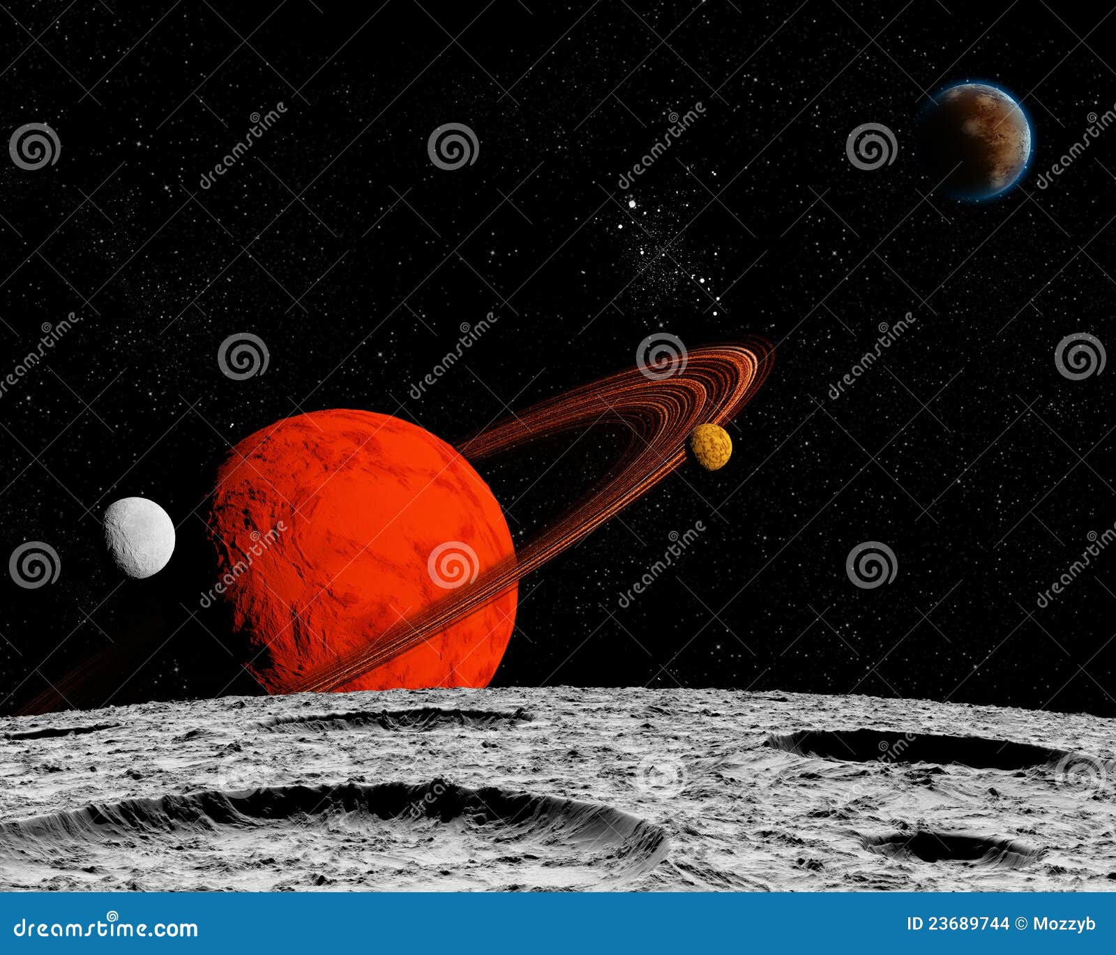 View of the Universe from the Moon S Surface. Stock Illustration ...