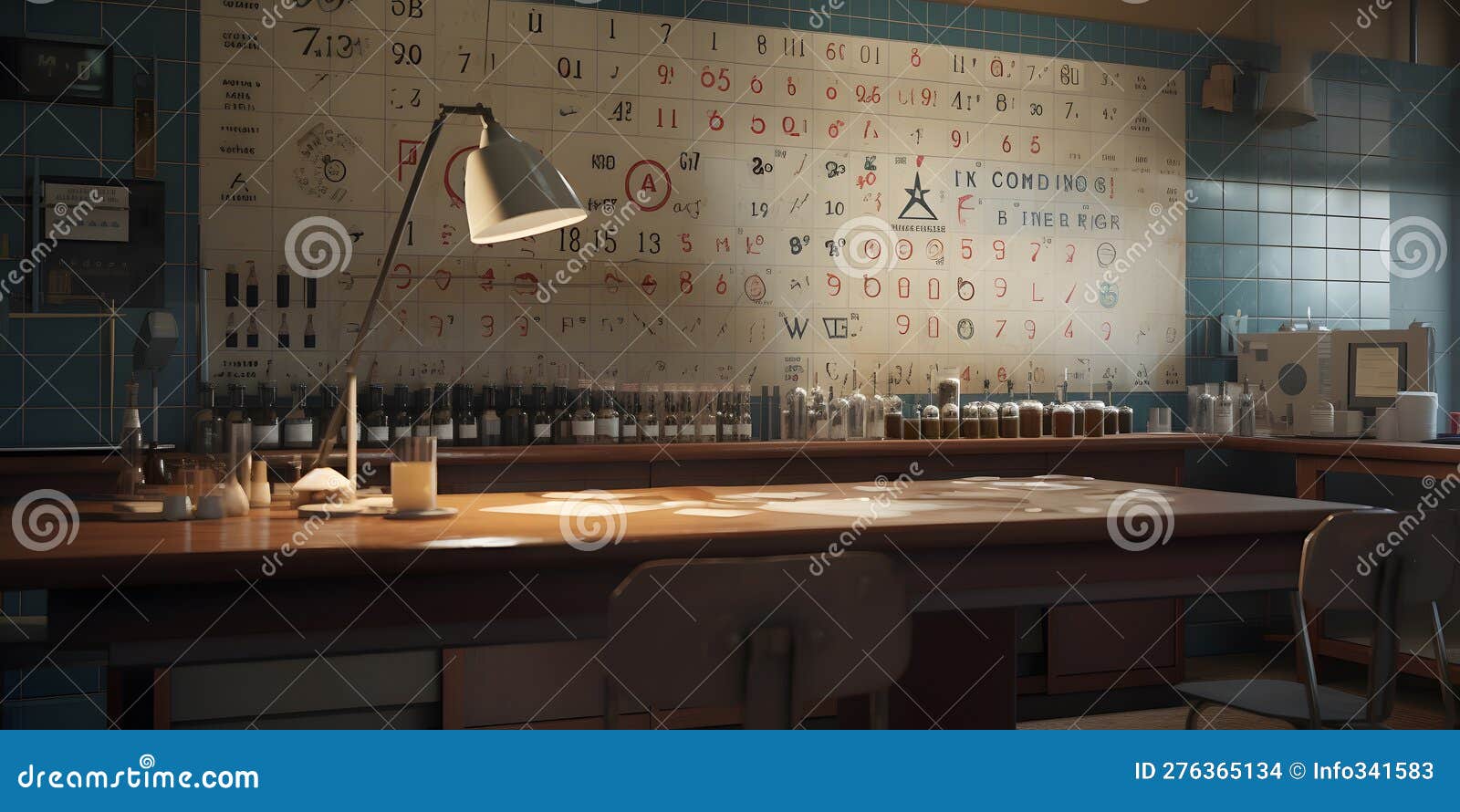 A View of a University Chemistry Lab with a Periodic Tabl Created with ...