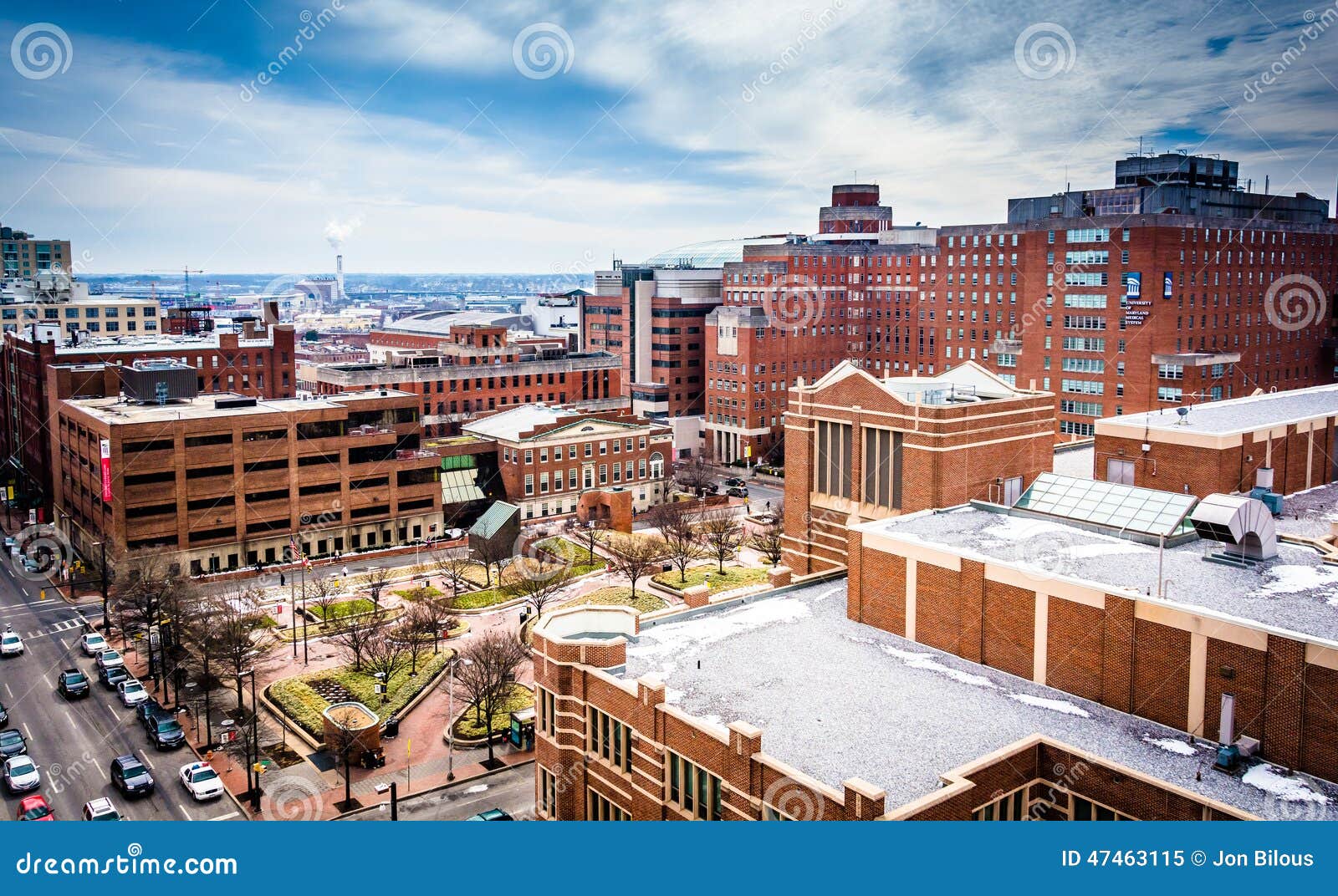 View of the University of Maryland from a Parking Garage in Baltimore ...