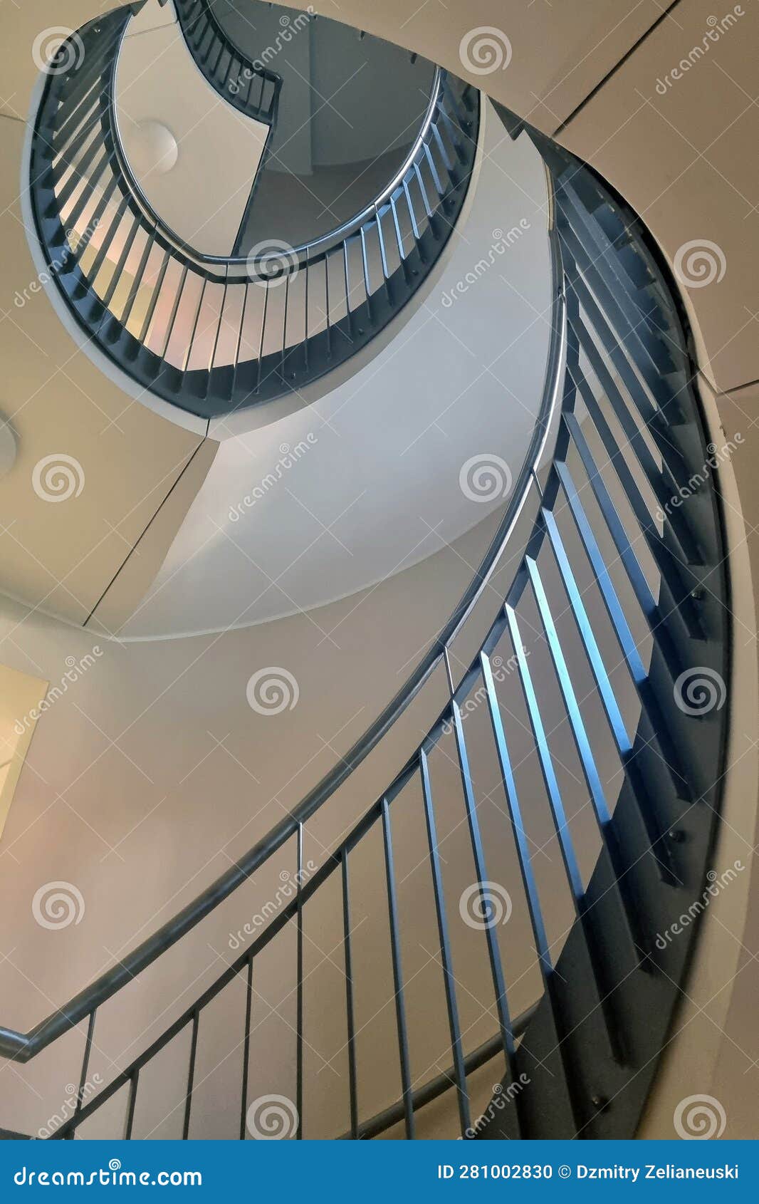 View Up the Beautiful Spiral Staircase in the Building. Stock Photo ...