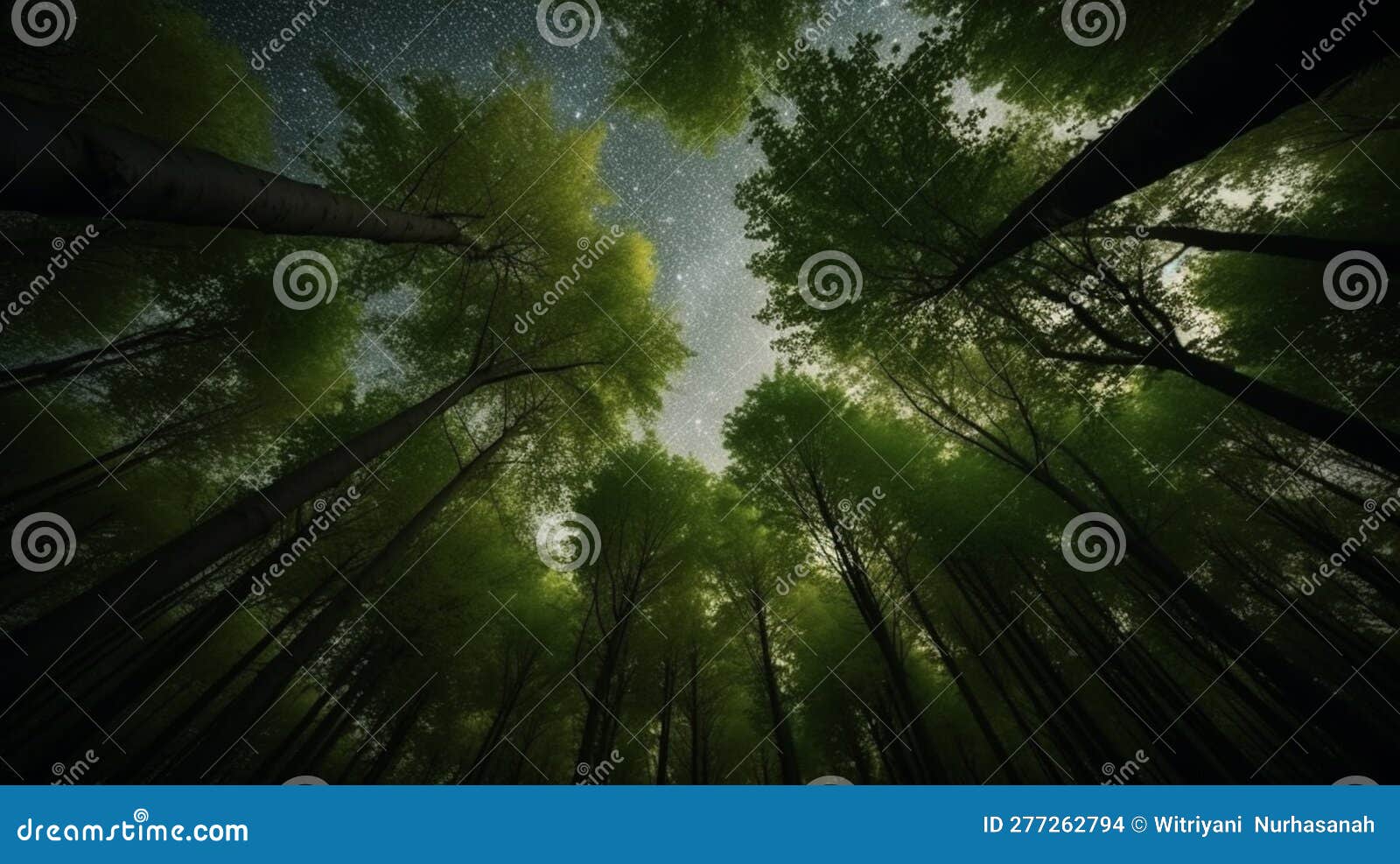 View Up To the Treetops in a Forest. AI Generative Stock Illustration ...