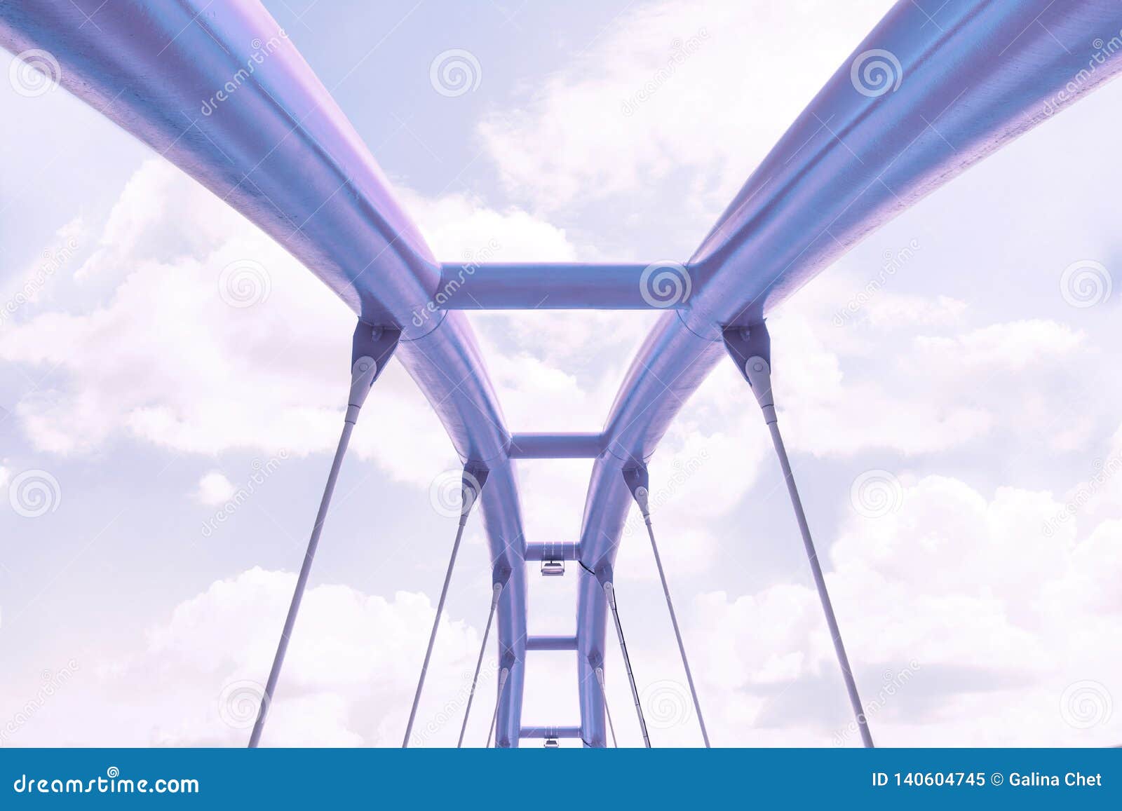 View of the Upper Structure of the Purple Bridge Against the Blue Sky ...