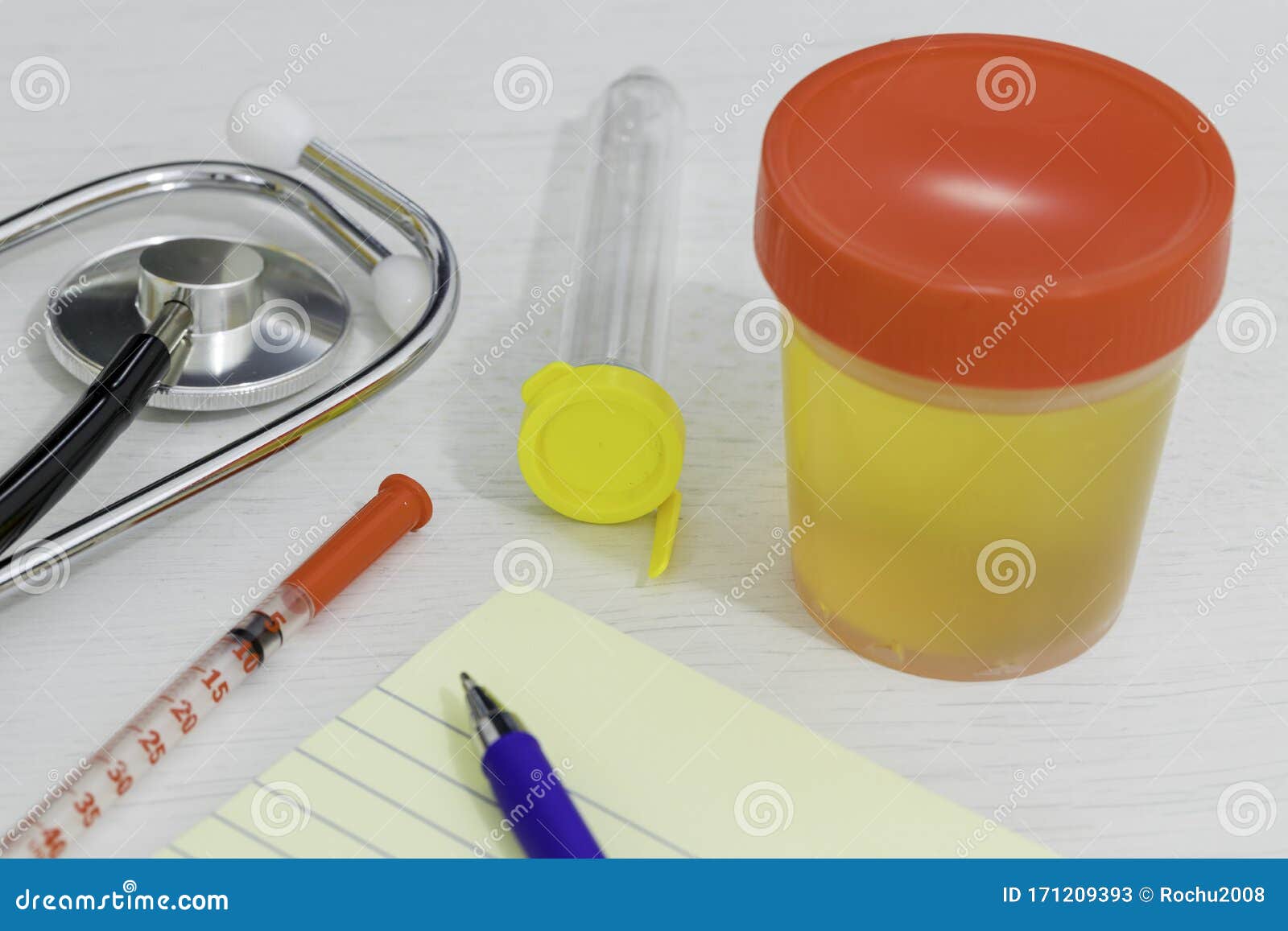 Urine Container With Code Bar In Blue Background Royalty-Free Stock ...