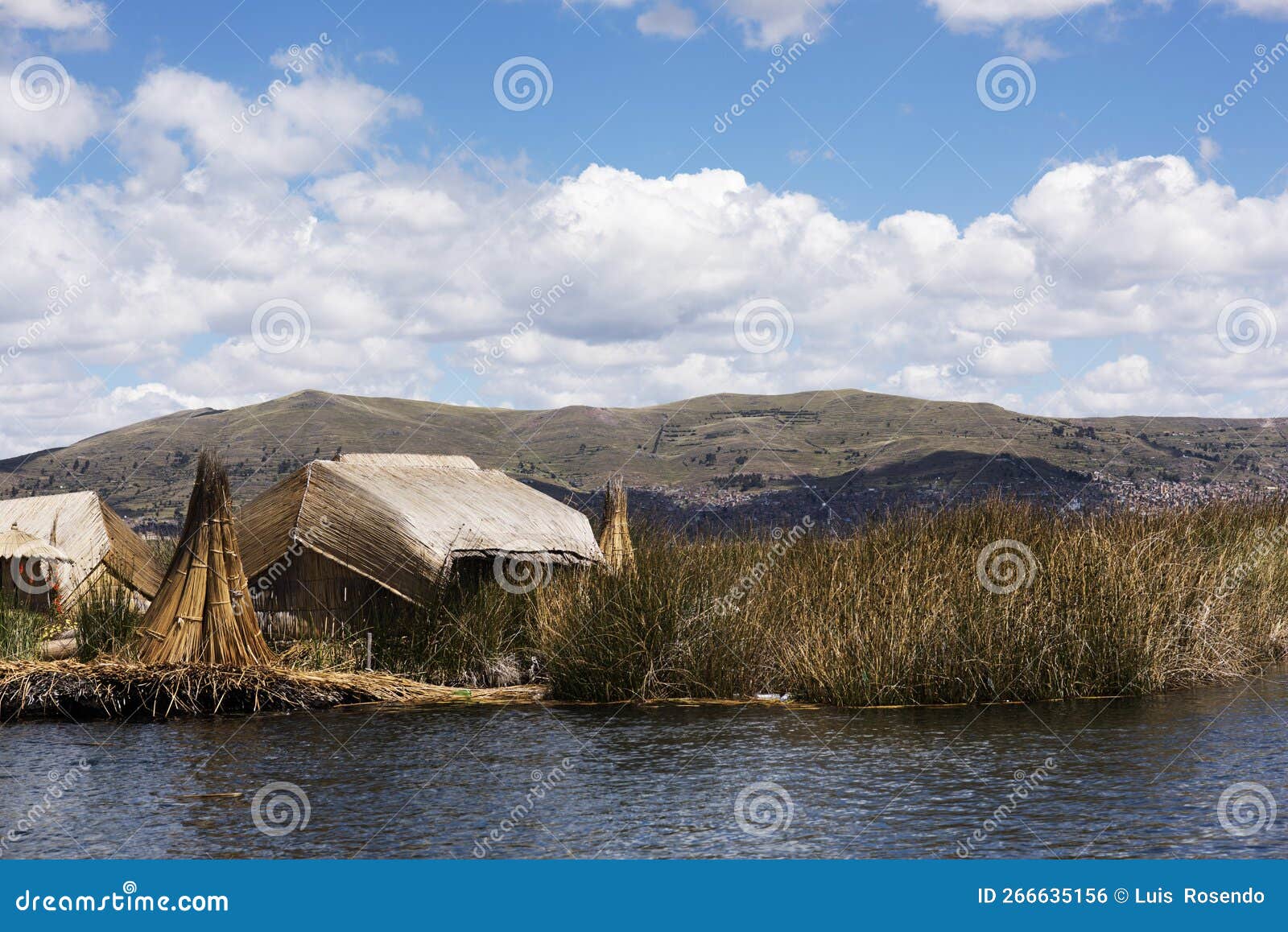 View of Uros Floating Islands with Typical Boats, Puno, Peru Stock ...