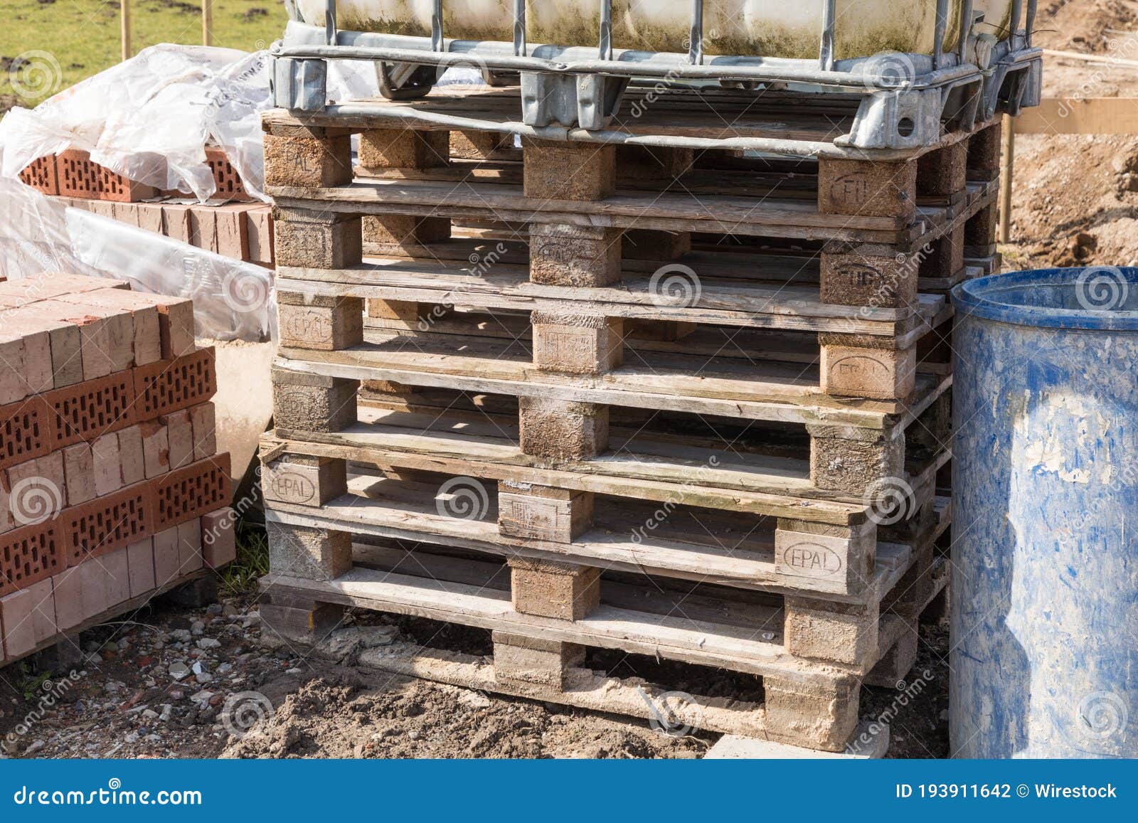 View of a Used Wooden Pallets Stock Photo - Image of nature, object ...