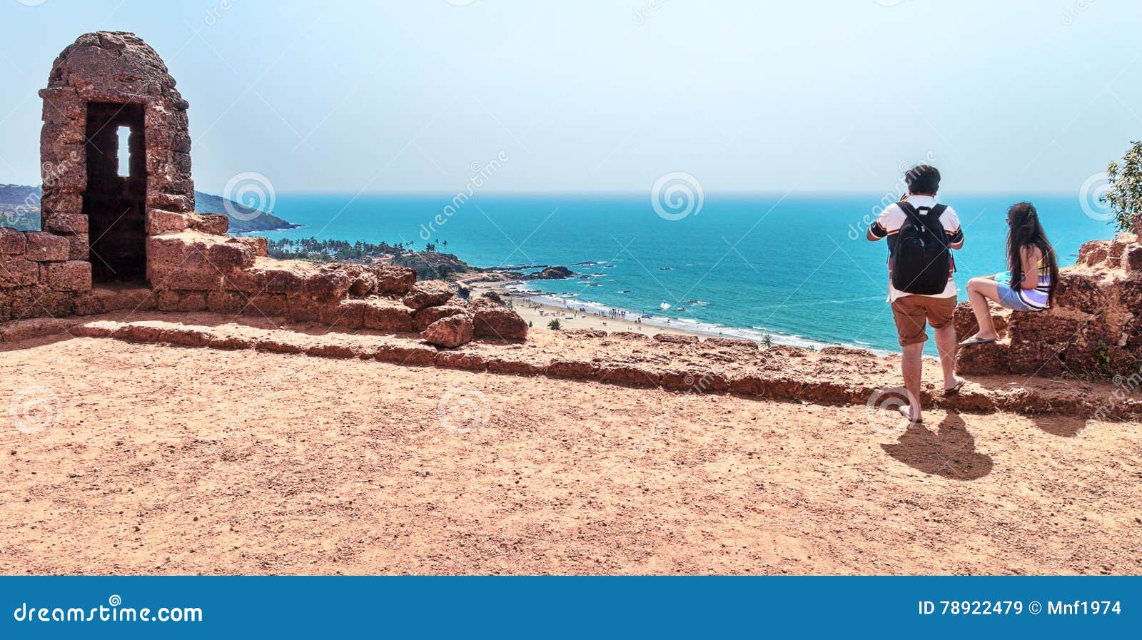 View at Vagator Beach from Chapora Fort Editorial Stock Image - Image ...