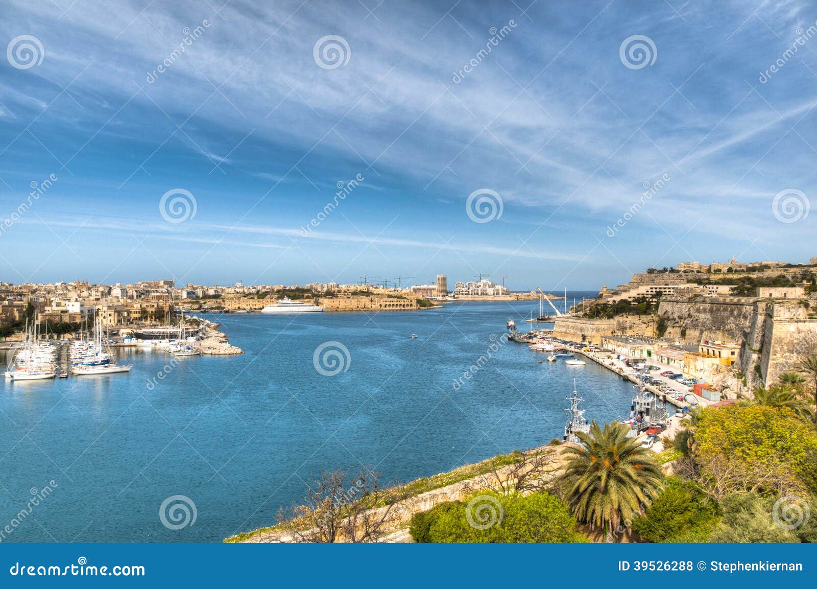 View of Valetta Bay in Malta Stock Photo - Image of stone, grassy: 39526288