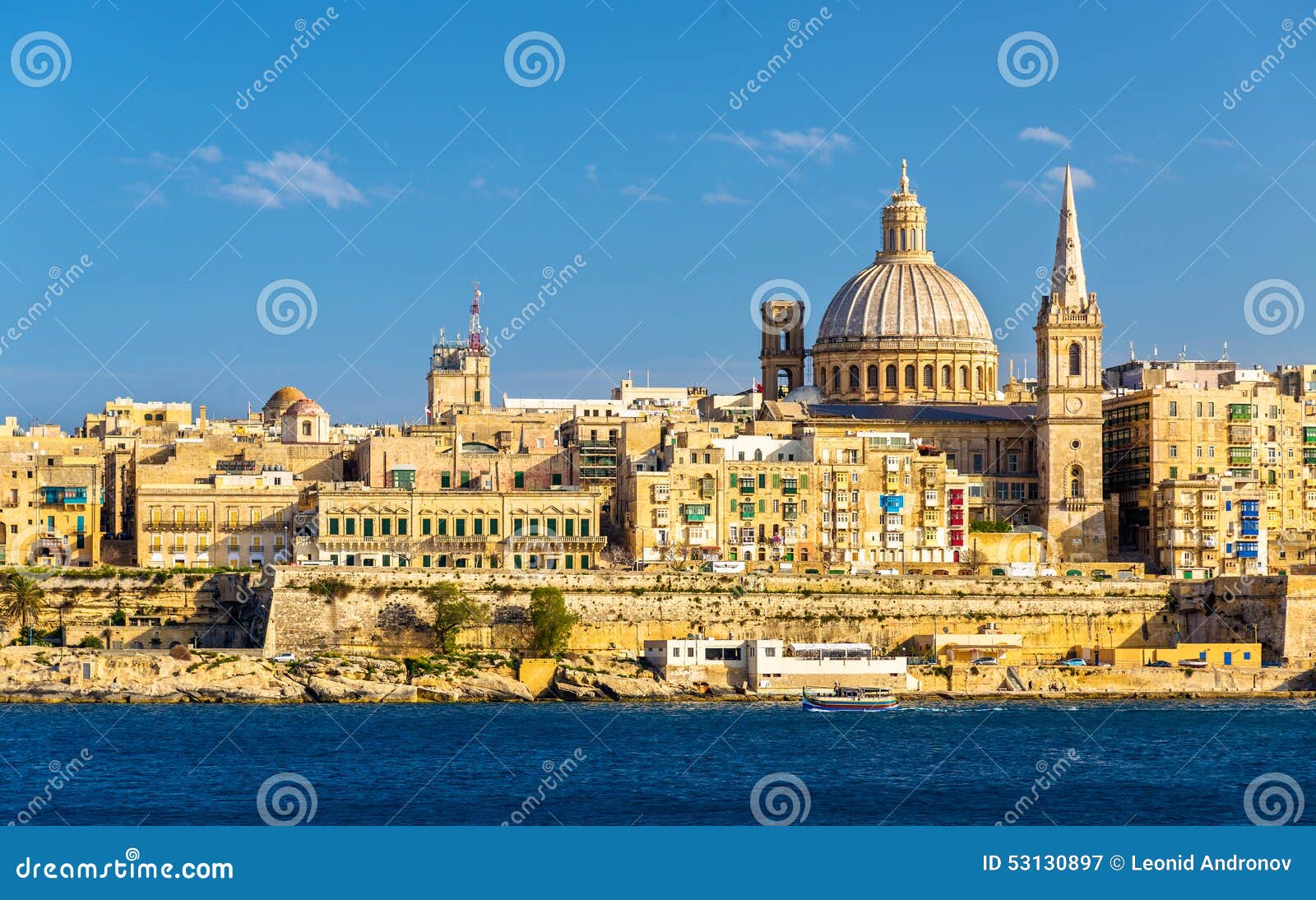 View of Valletta, Malta stock image. Image of landmark - 53130897