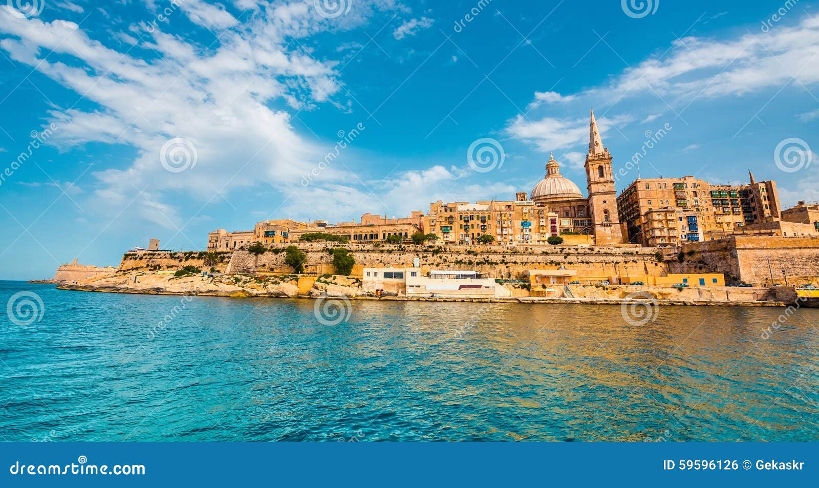 View on Valletta from the Sea Stock Photo - Image of architecture, dome ...
