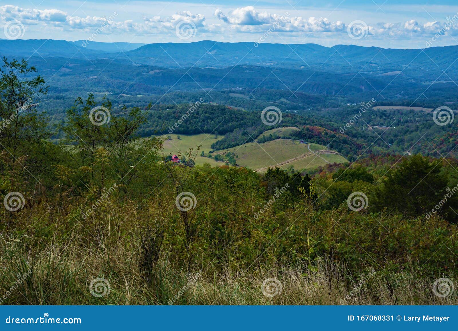 View of a Valley with the Blue Ridge Mountains in the Background Stock ...