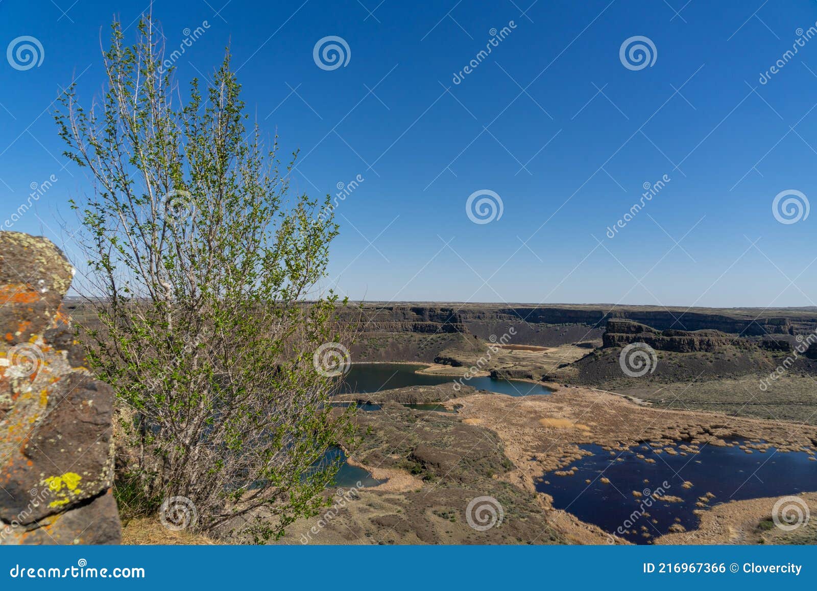 View of Valley and Cliffs from the Dry Falls Visitor Center in ...