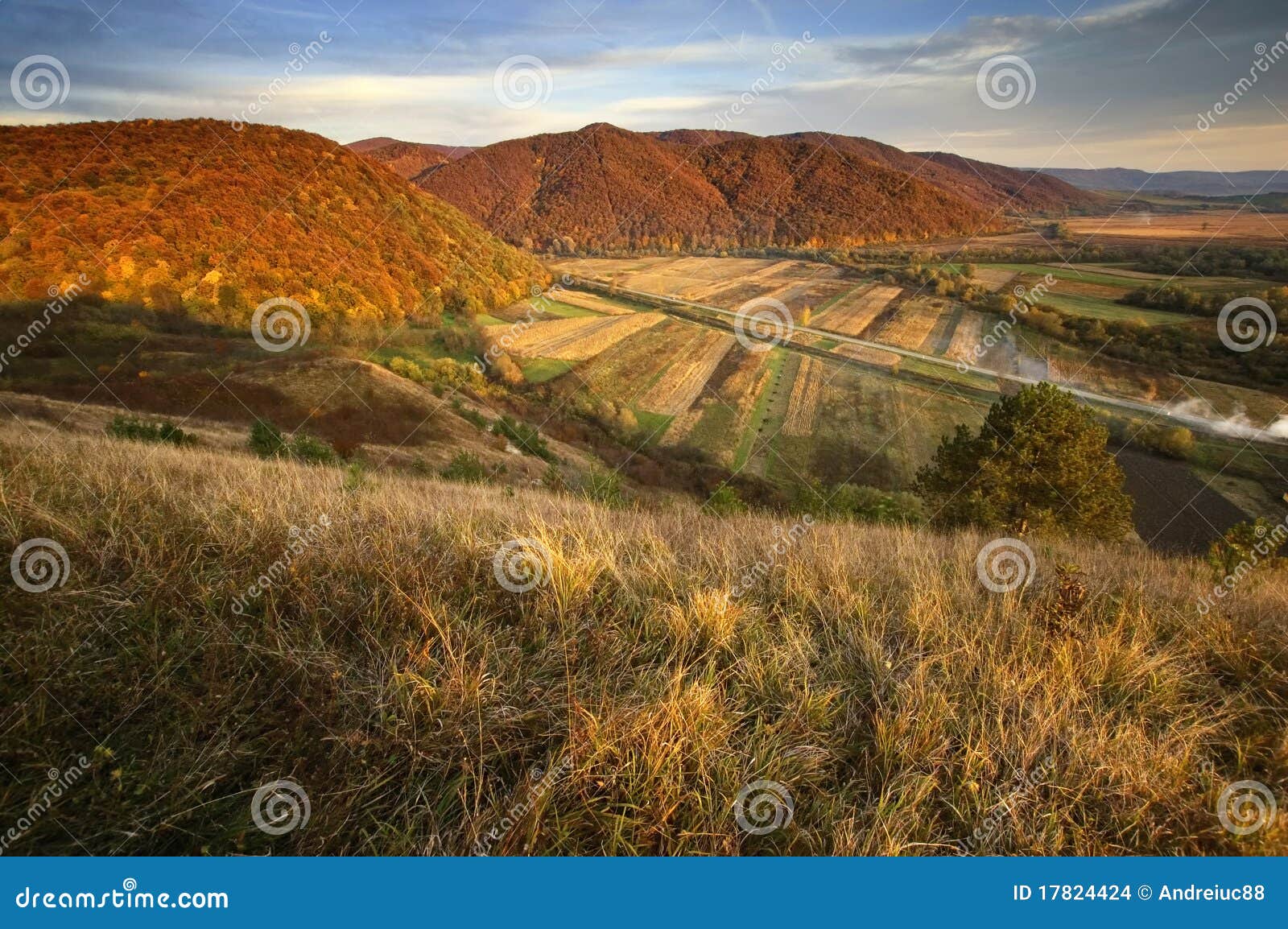 View of a Valley Over Hills in Autumn Stock Photo - Image of landscape ...
