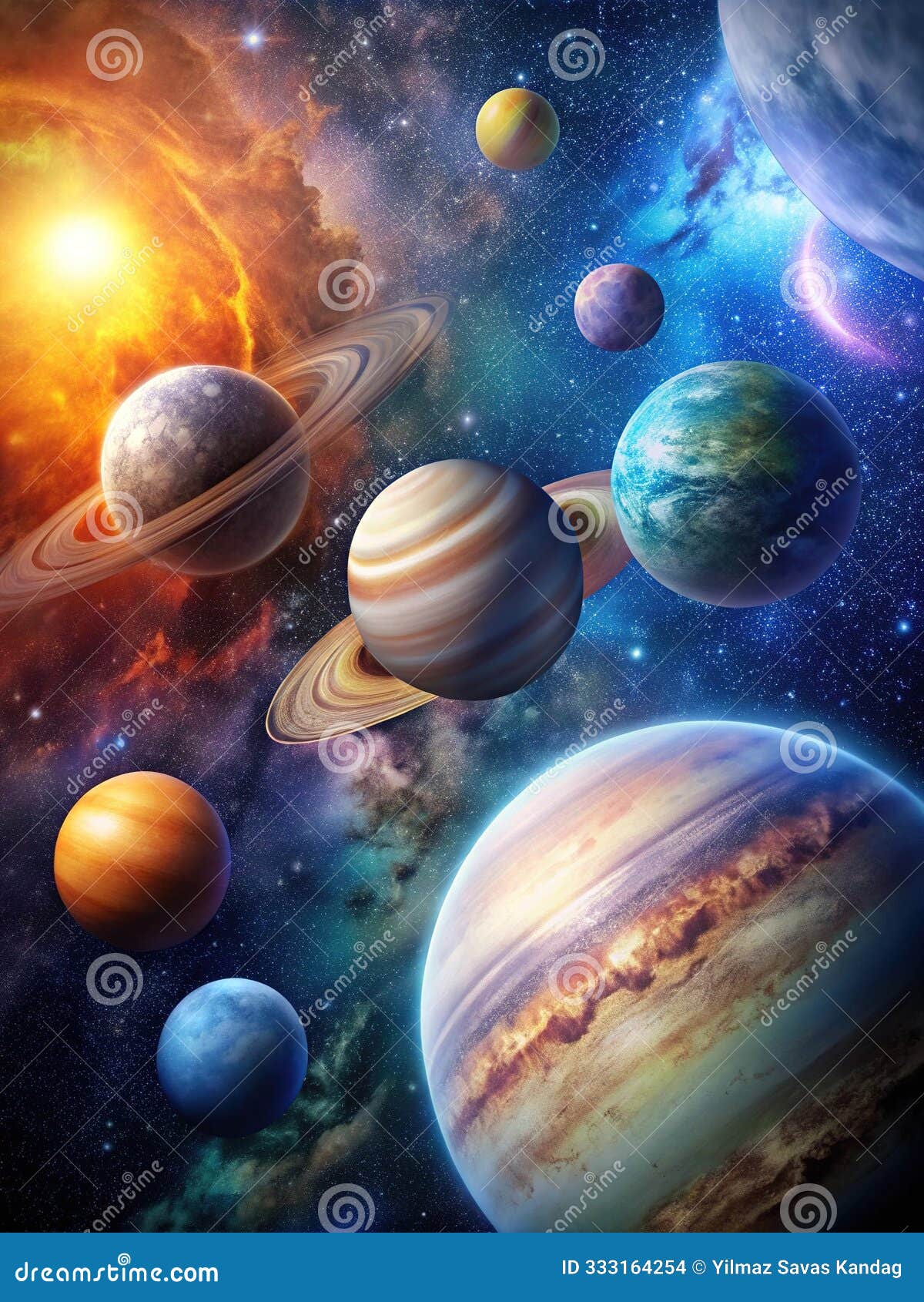 View of Various Planets in Deep Space. Deep Space. Stock Illustration ...