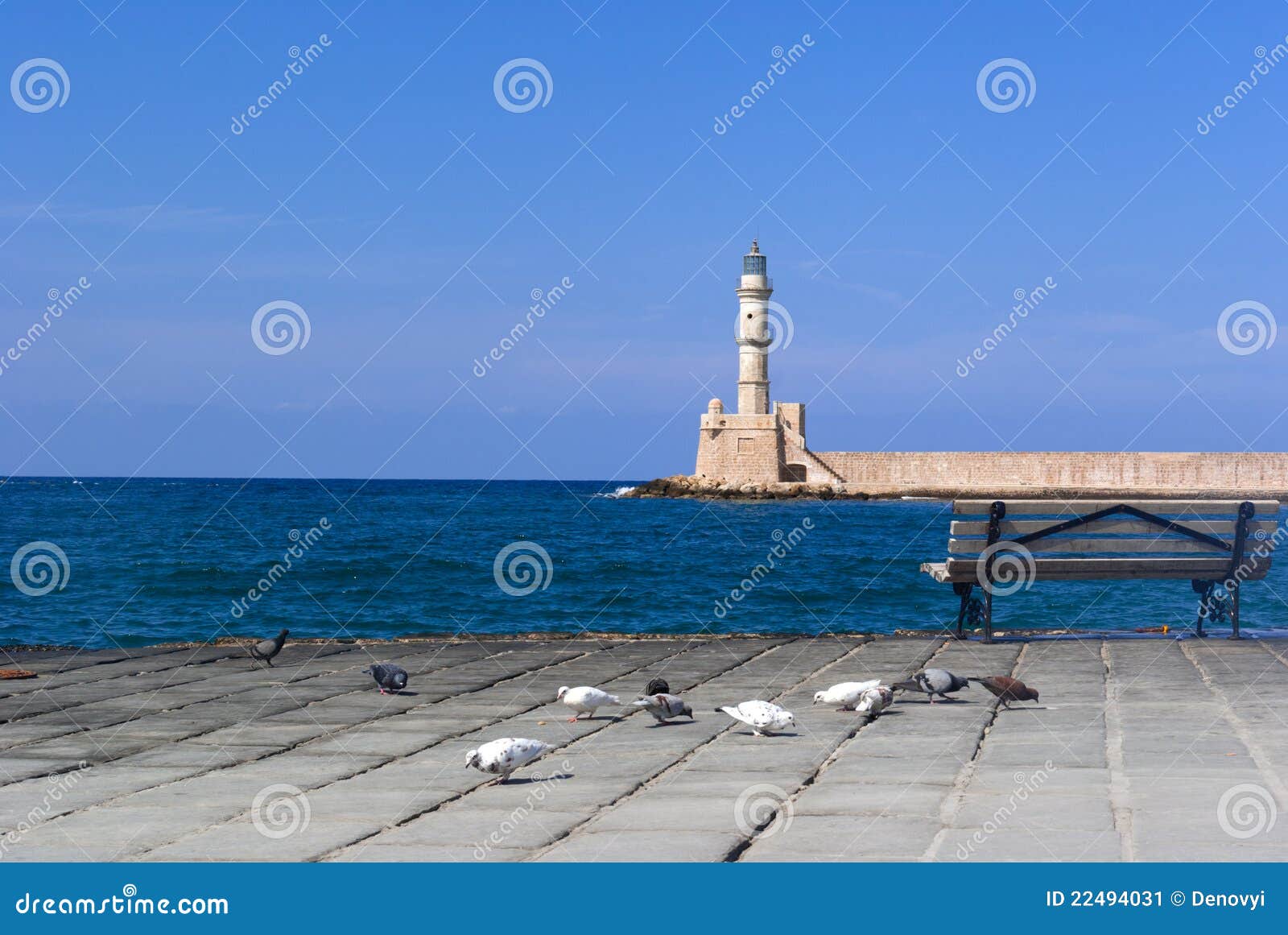 View on Venetian Lighthouse in Chania Stock Image - Image of landmark ...