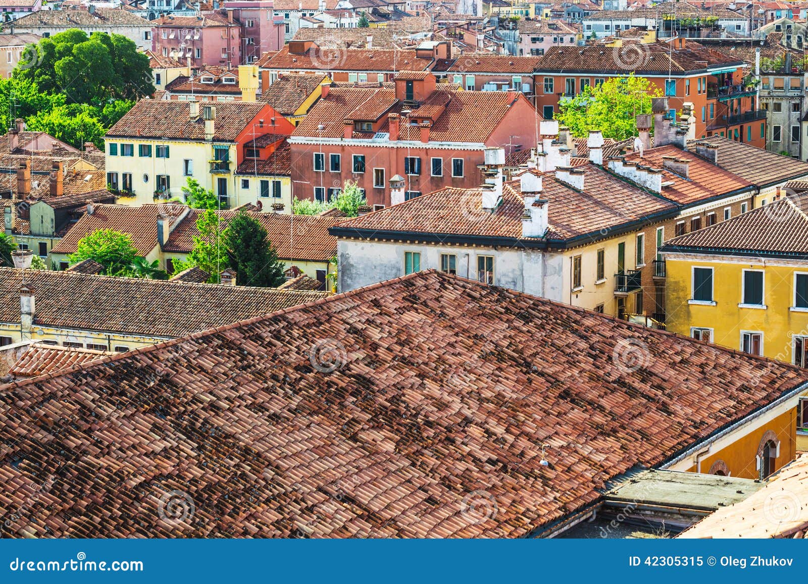 View of Venice Rooftops from Above Stock Image - Image of bright ...
