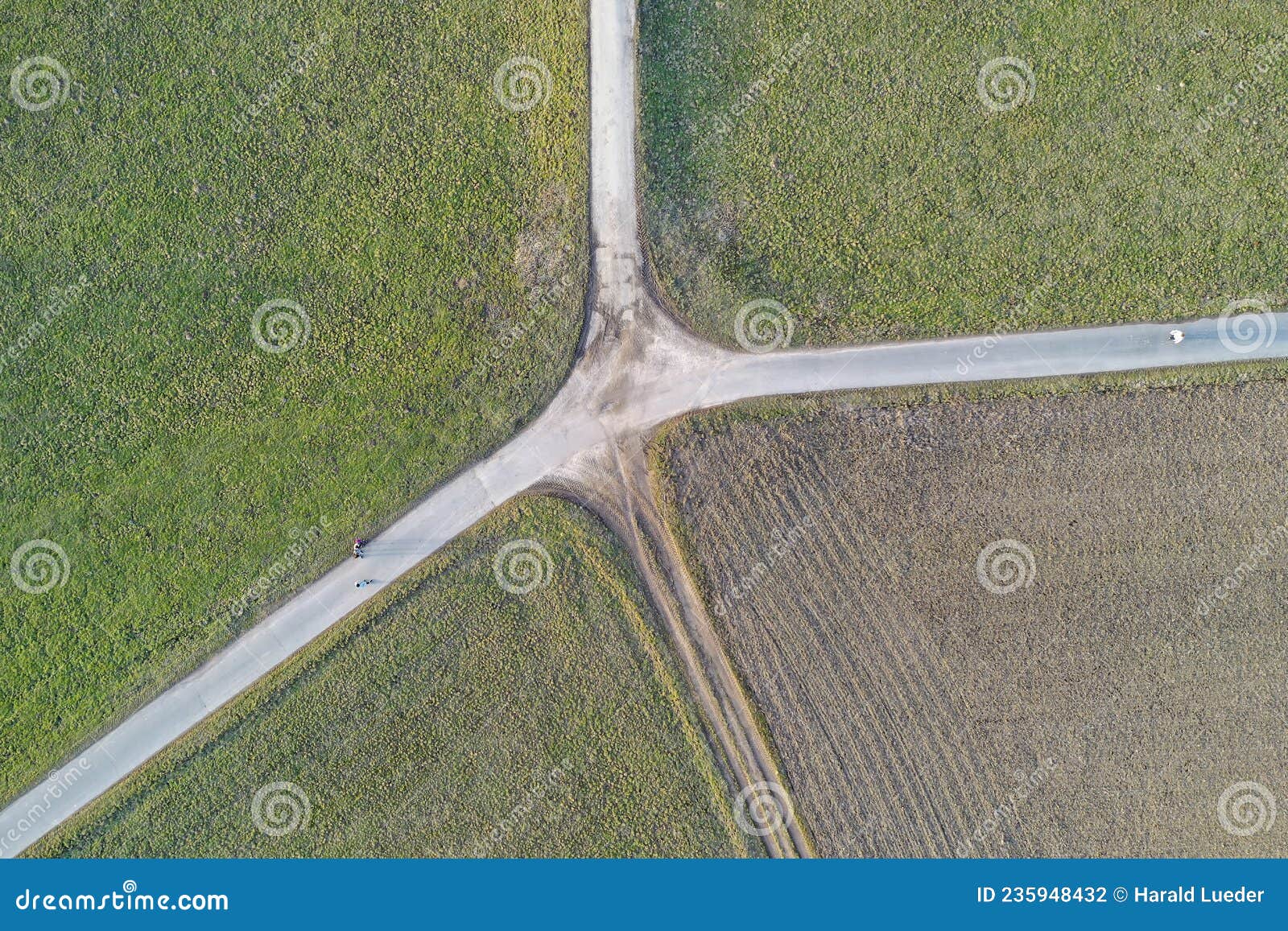 Top View of a Crossroads in the Field Stock Photo - Image of ...