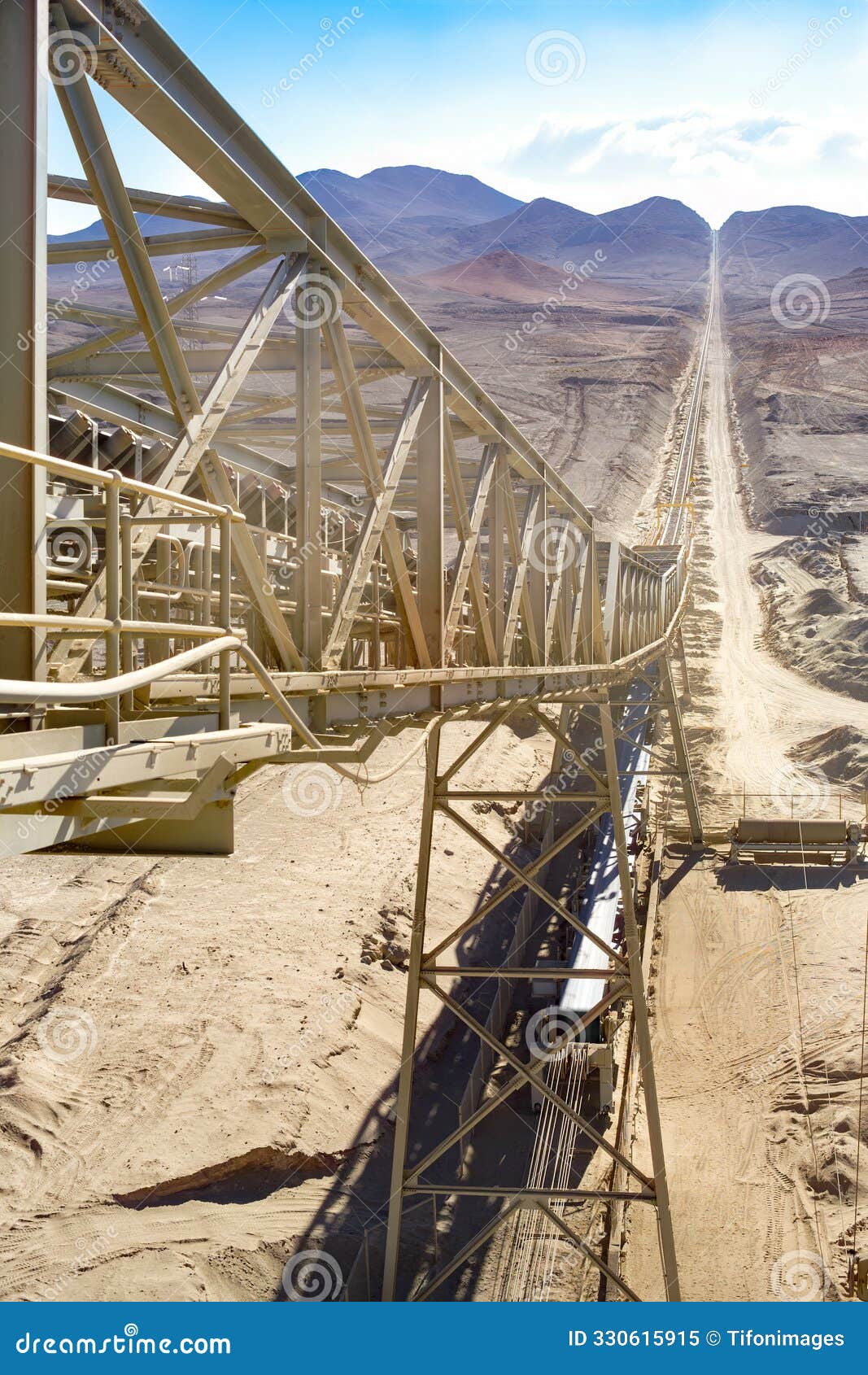 View of a Very Long Conveyor Belt Stock Image - Image of long, dust ...
