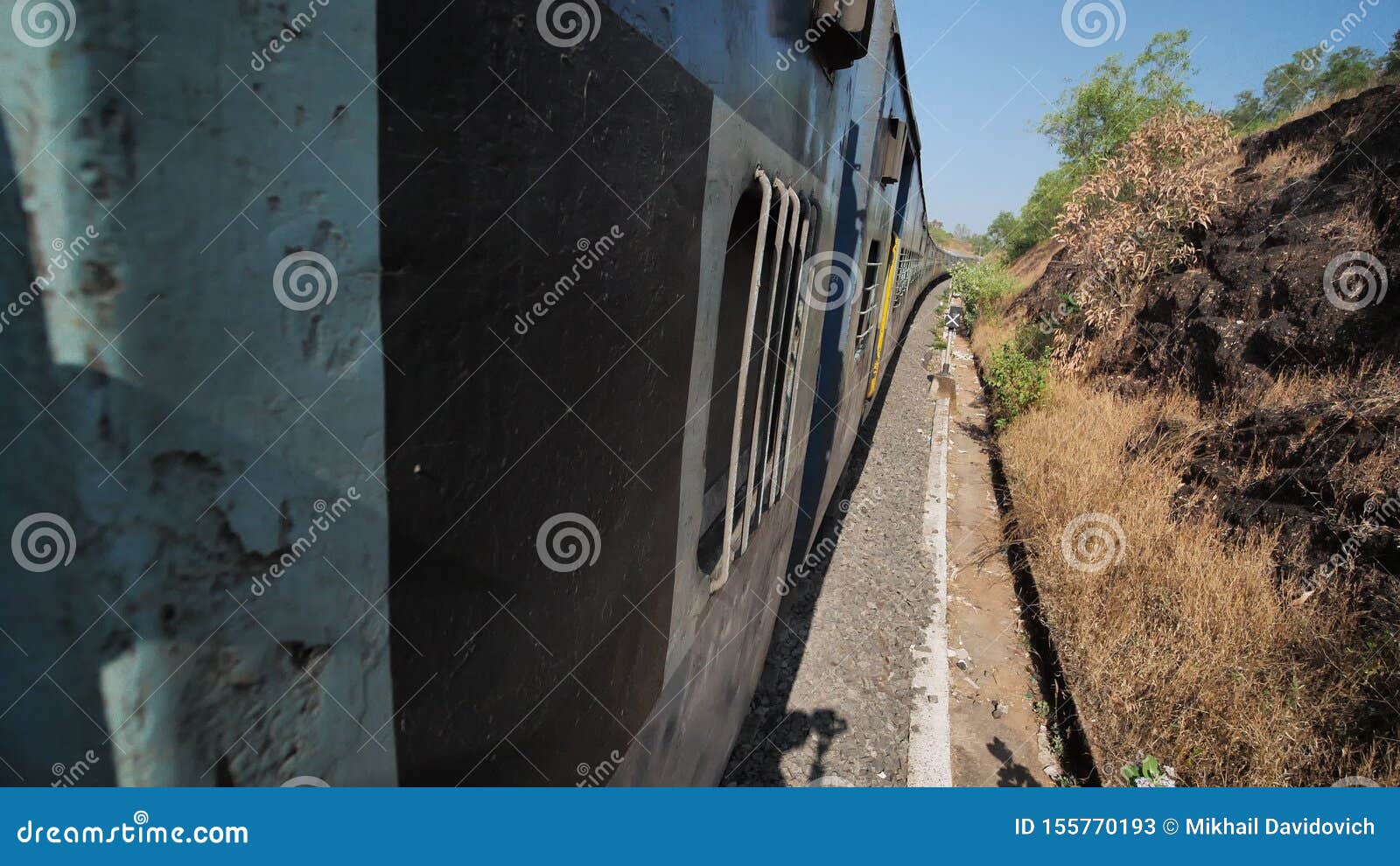 View from the Vestibule on the Tail of an Indian Train. Stock Video ...