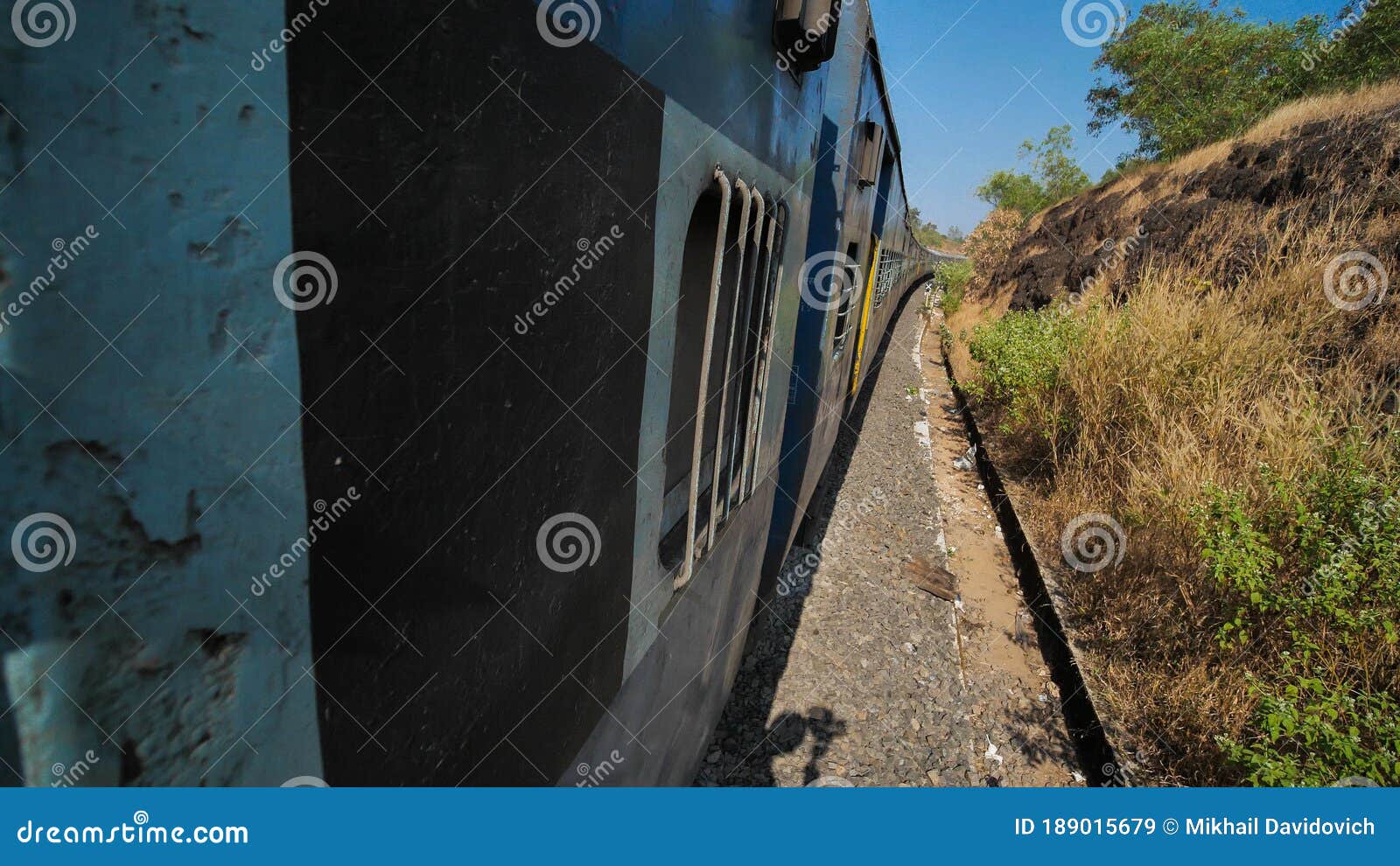 View from the Vestibule on the Tail of an Indian Train. Stock Image ...