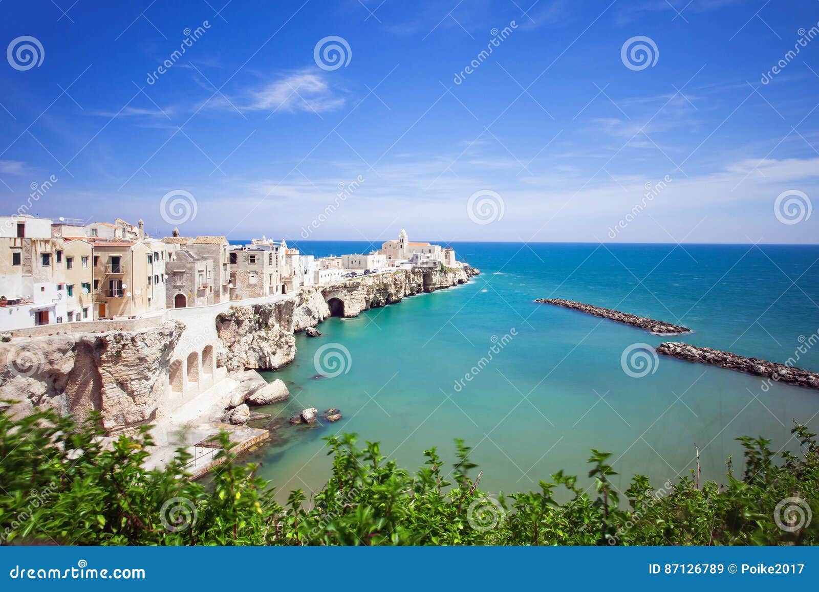 View of Vieste, Italy stock image. Image of apulia, place - 87126789