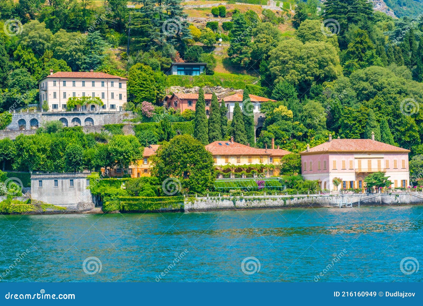 View of Villa Pizzo at Lake Como in Italy Stock Image - Image of summer ...