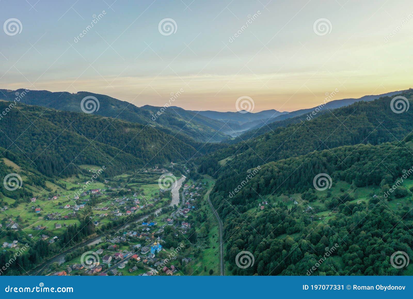 View of the Village of Kvasy Stock Image - Image of reservoir, morning ...