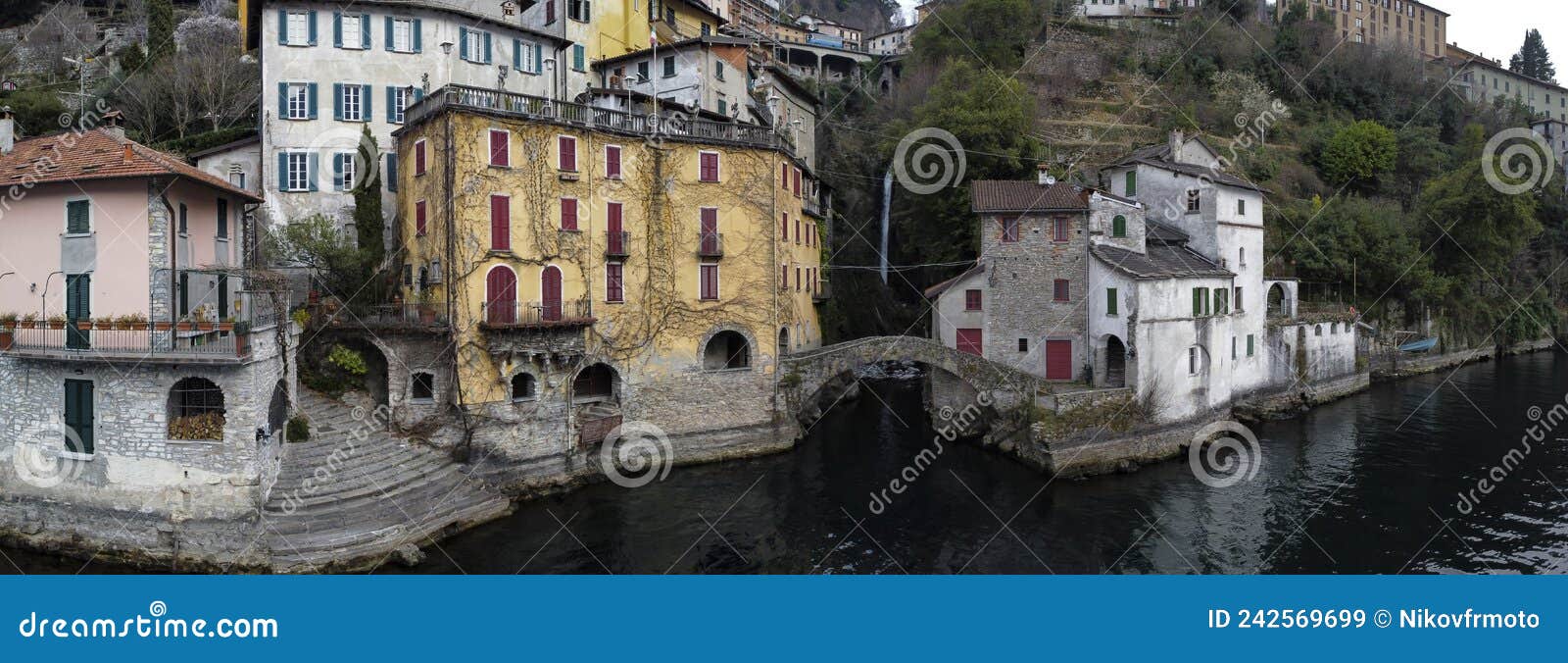 View of the Village of Nesso on Lake Como Stock Image - Image of ...