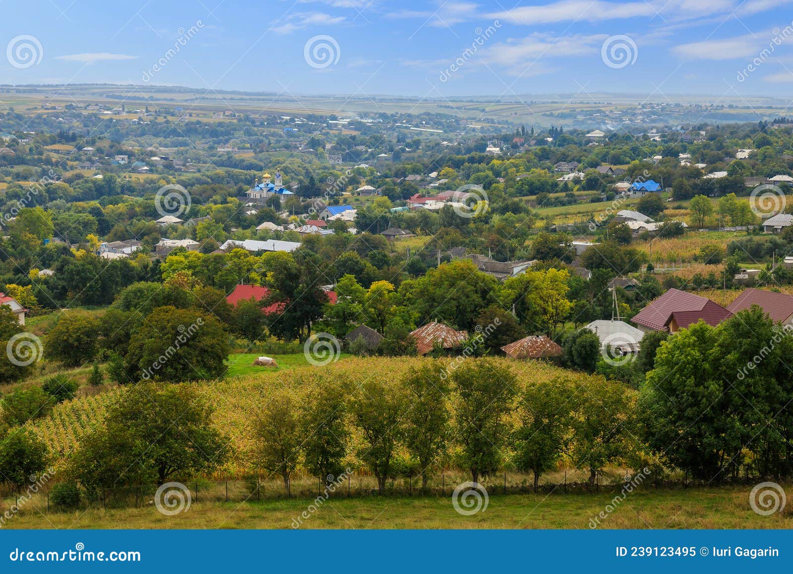 View of a Village or Rural Type Settlement. Background with Copy Space ...