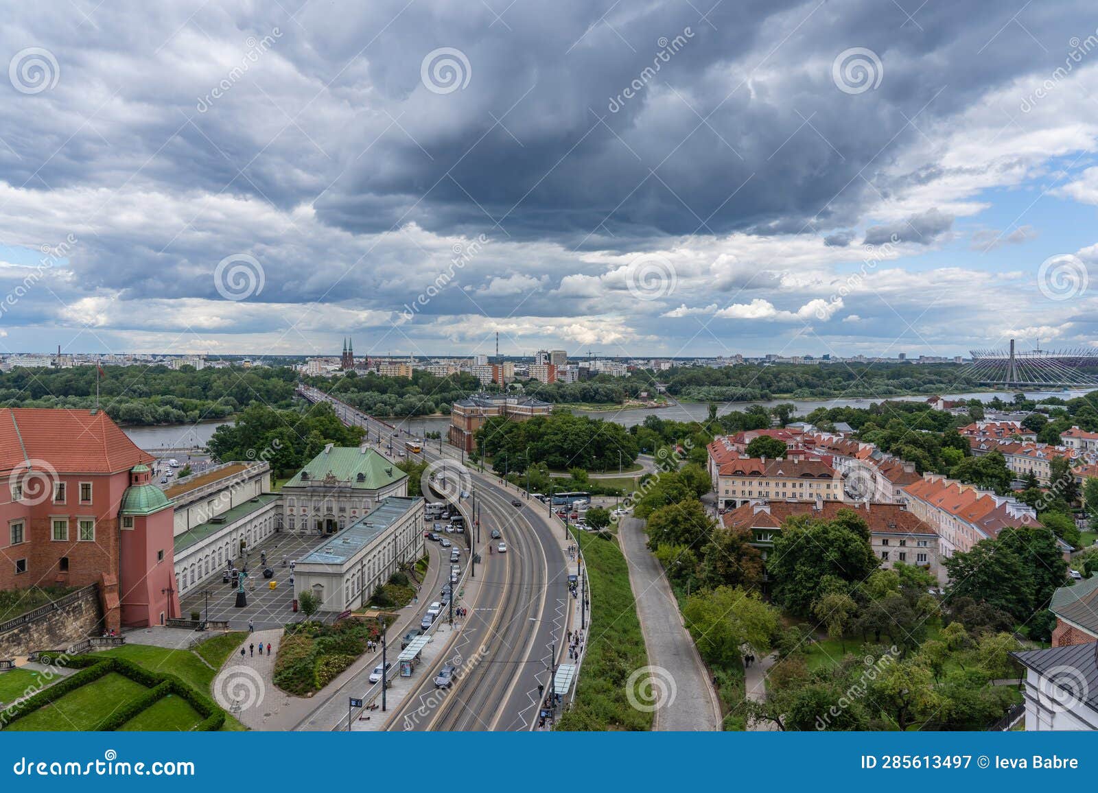 View of the Vistula River in Warsaw from Above Stock Image - Image of ...