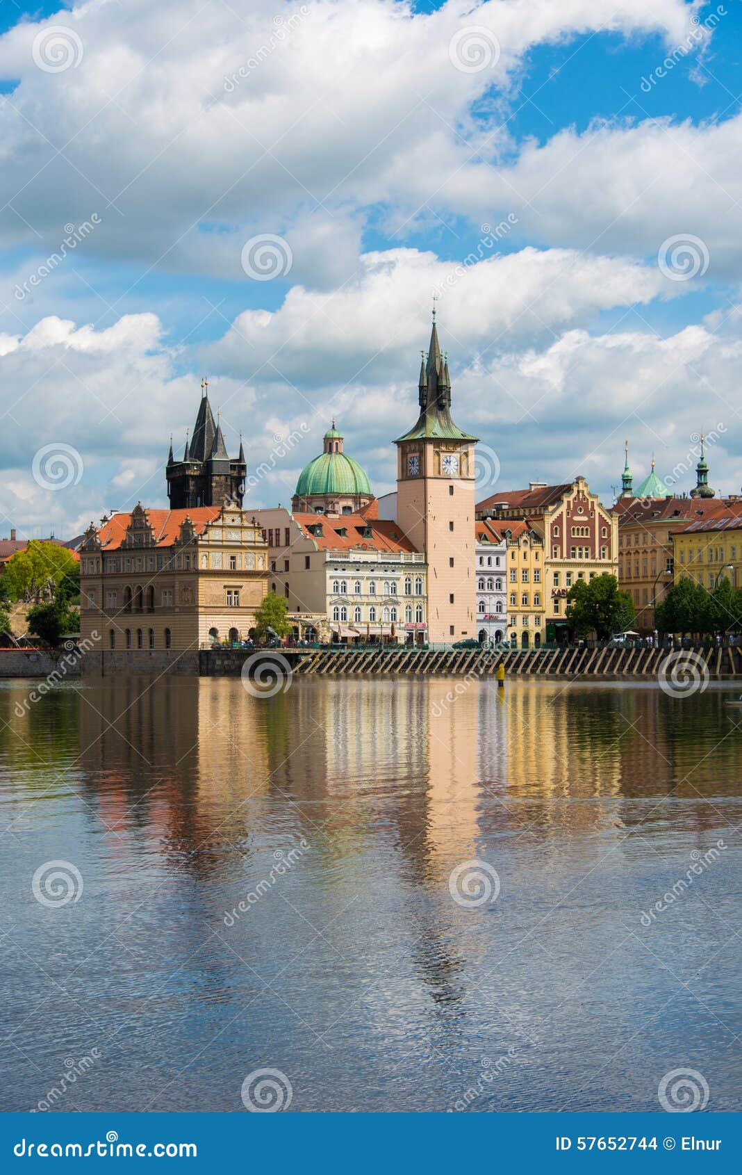 The View of Vltava River in Prague Stock Photo - Image of bank ...