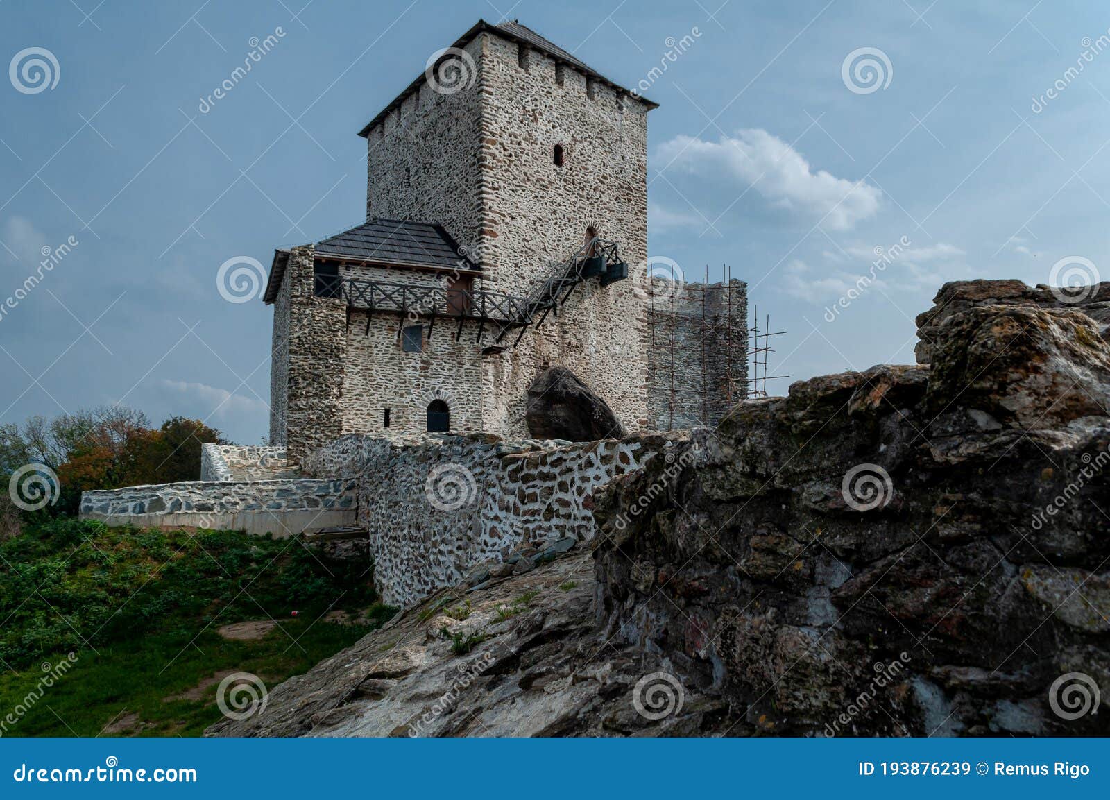 A view of the Vrsac Castle stock image. Image of stone - 193876239