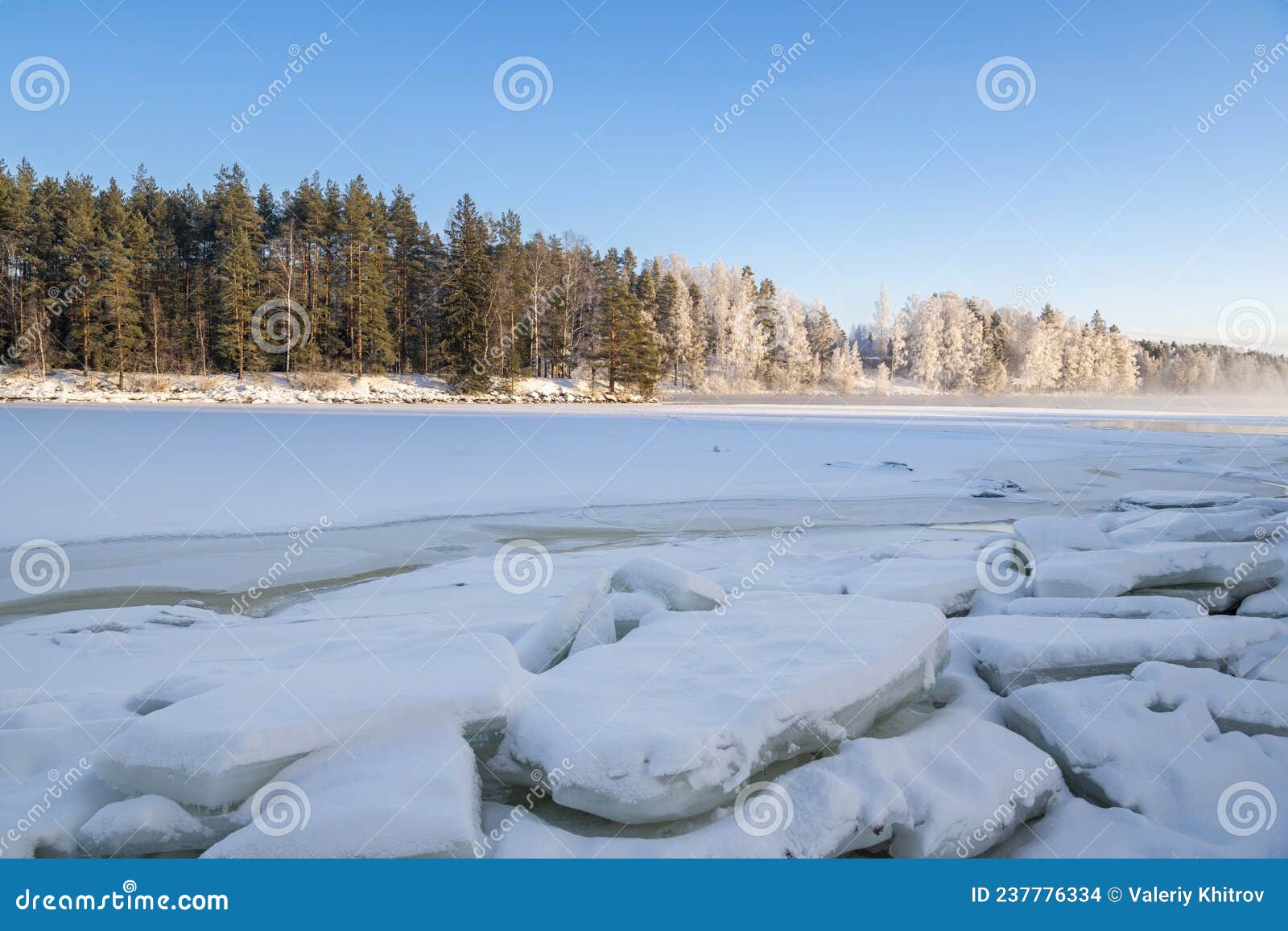 View of Vuoksi River and River Banks in Winter, Imatra, Finland Stock ...