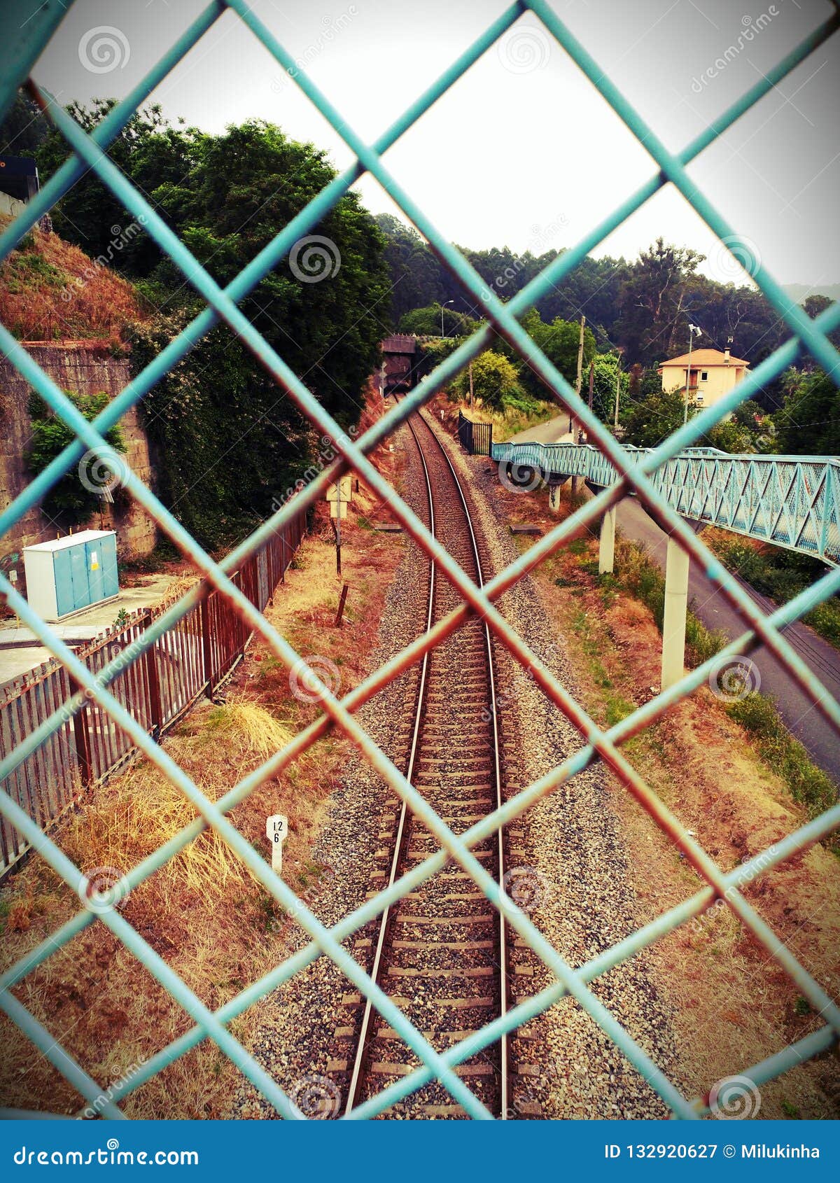 Fence of train tracks stock image. Image of forest, transportation ...
