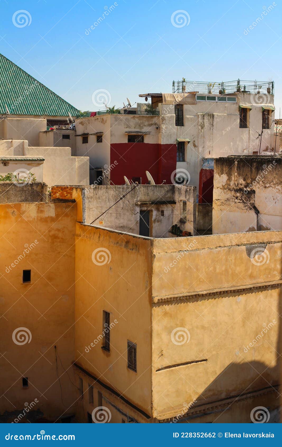 A View on the Wall and the Roof of a Moroccan House Stock Photo - Image ...