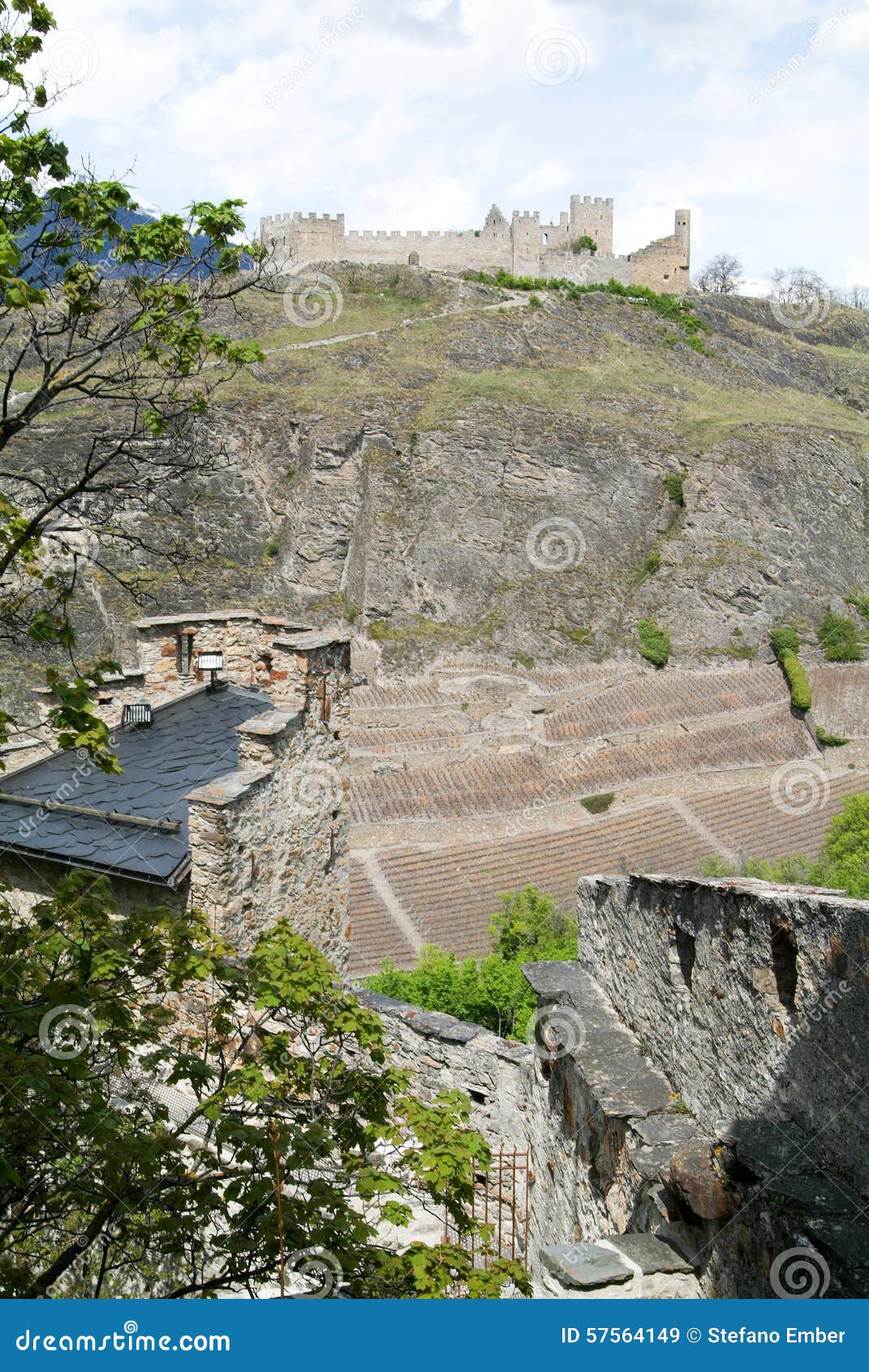 View of the Walls of the Castle Turbillon at Sion Stock Image - Image ...