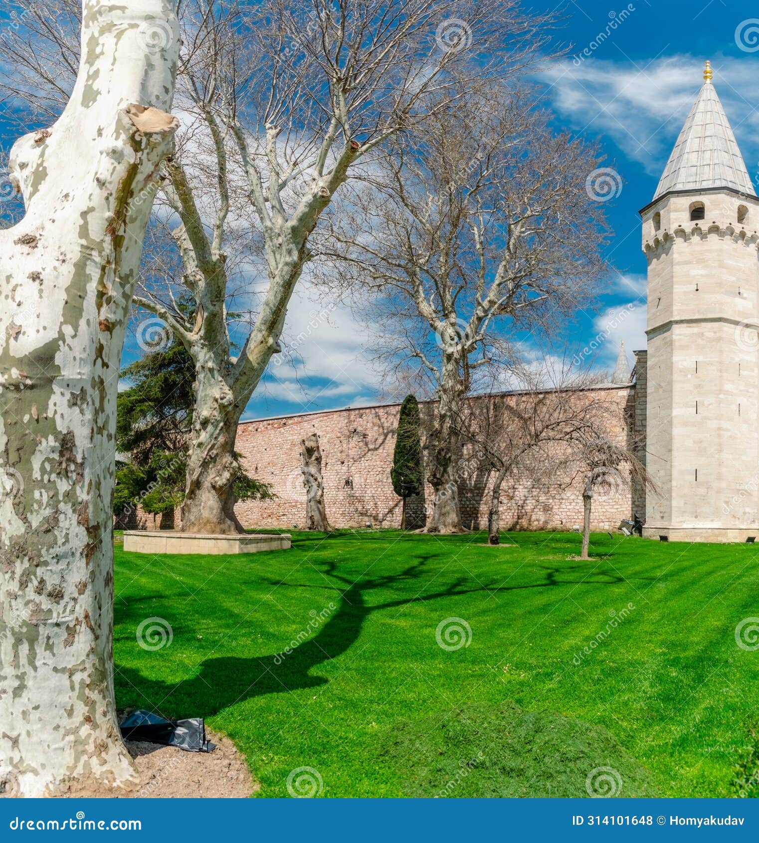 View of the Walls and Topkapi Tower in Istanbul. Stock Photo - Image of ...