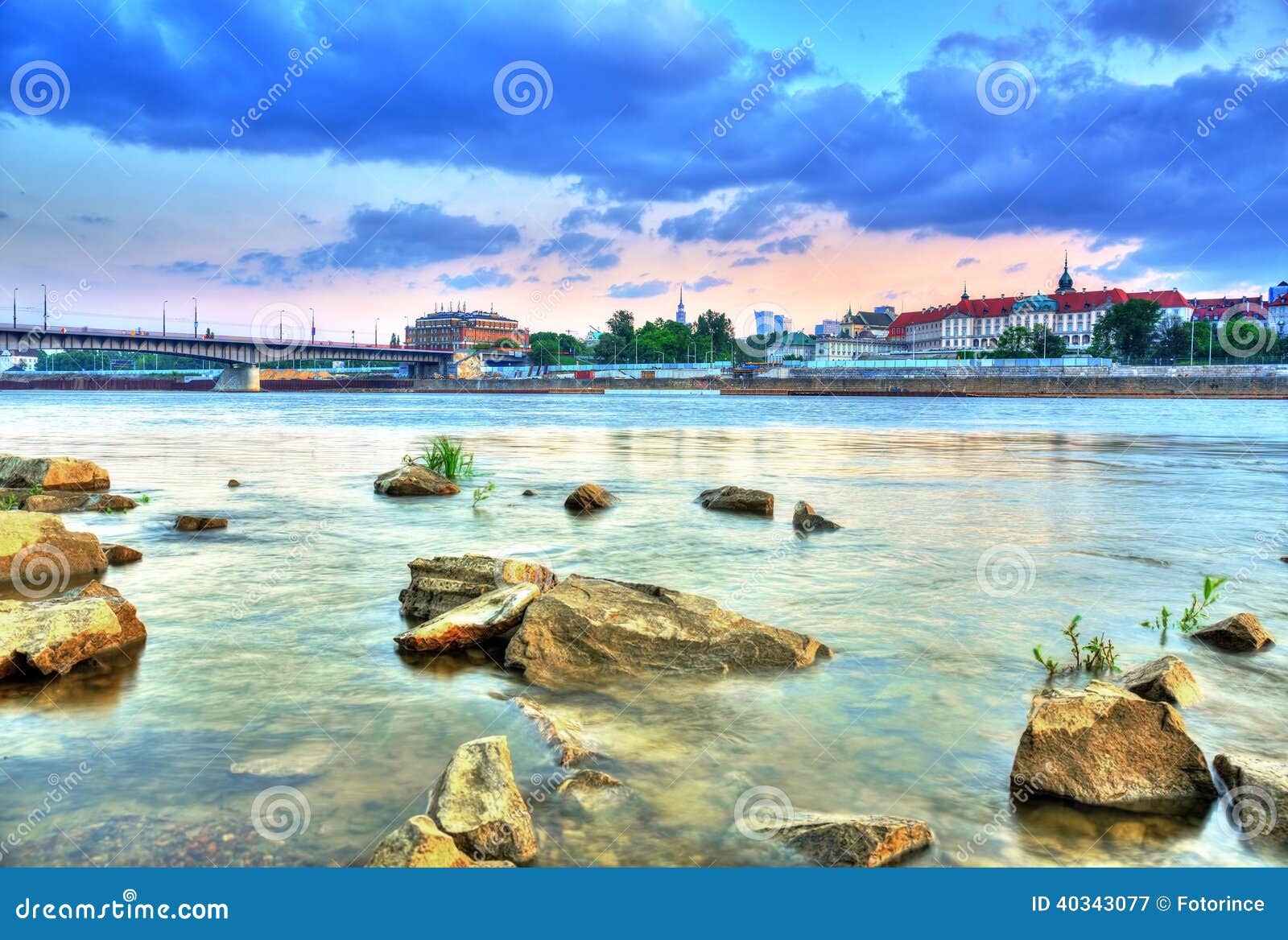 View of Warsaw from the River Stock Image - Image of beautiful ...