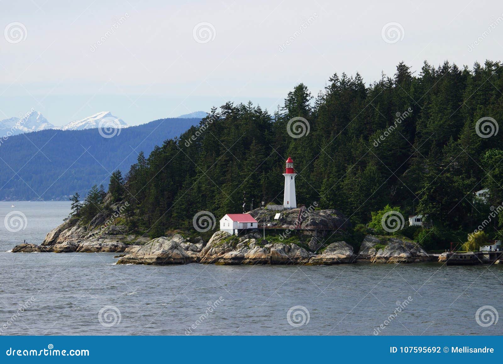 View from the Water of Point Atkinson Lighthouse, Canada Stock Photo ...