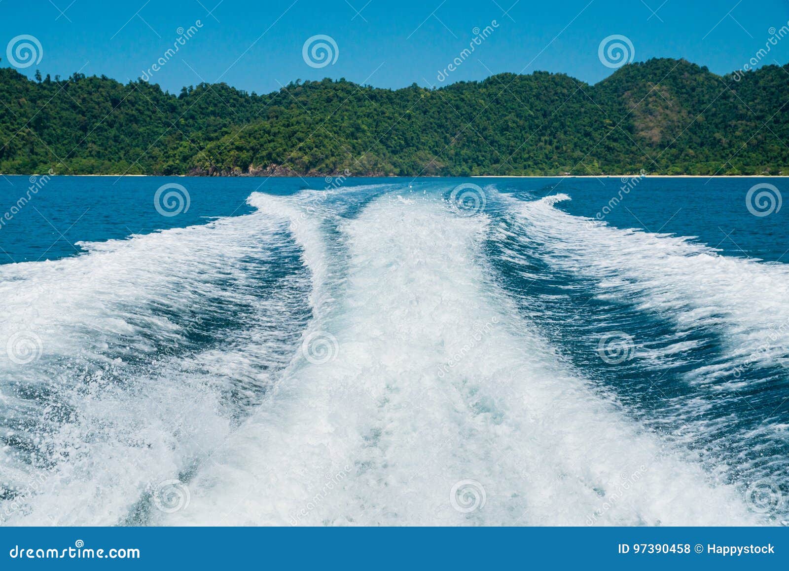 View Water Stream Behind the Speed Boat Stock Photo - Image of cloud ...