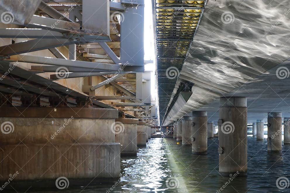 View of Water Under a Bridge Stock Image - Image of concrete ...
