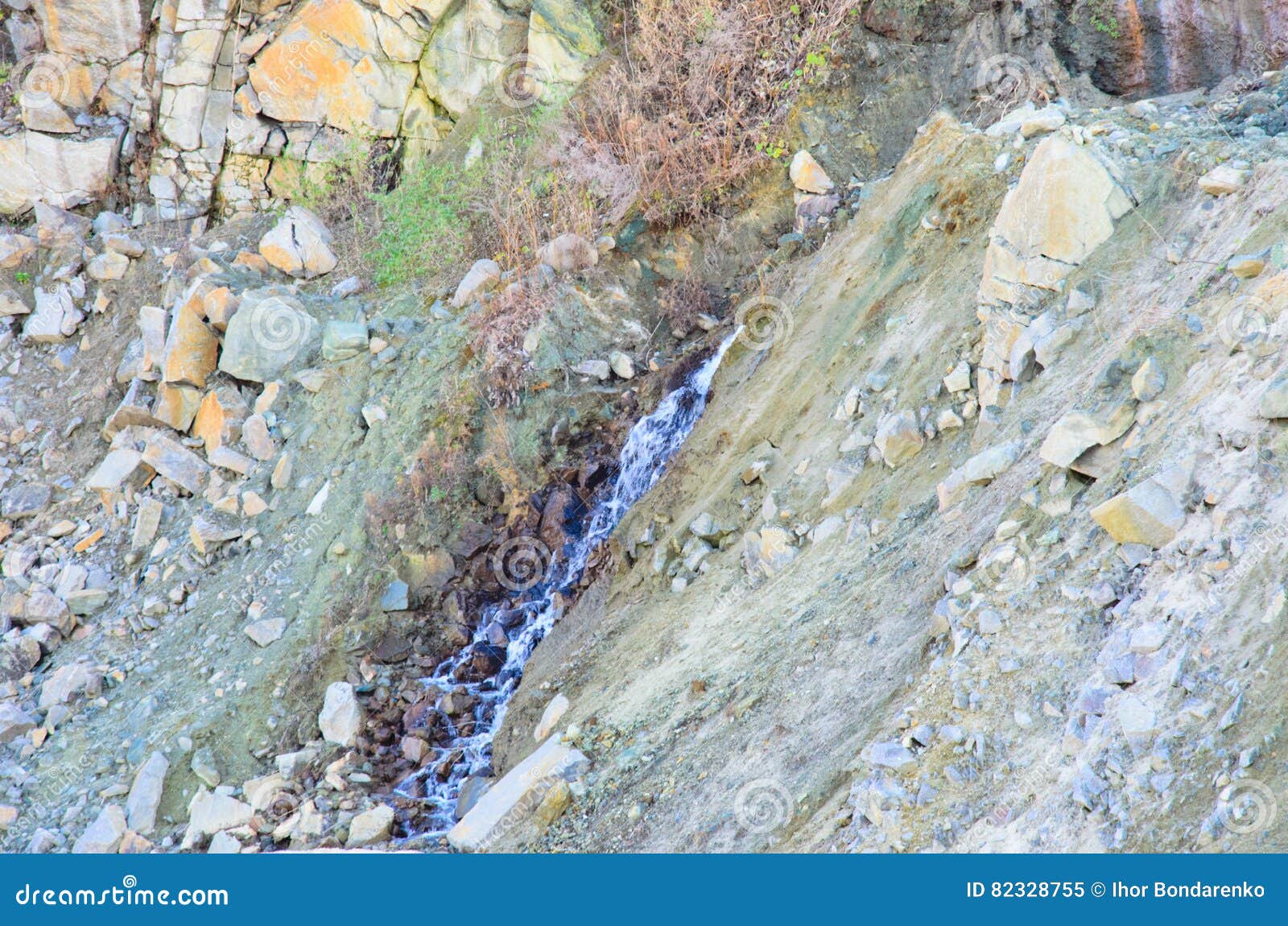 View on Waterfall in a Granite Quarry Stock Image - Image of fall ...