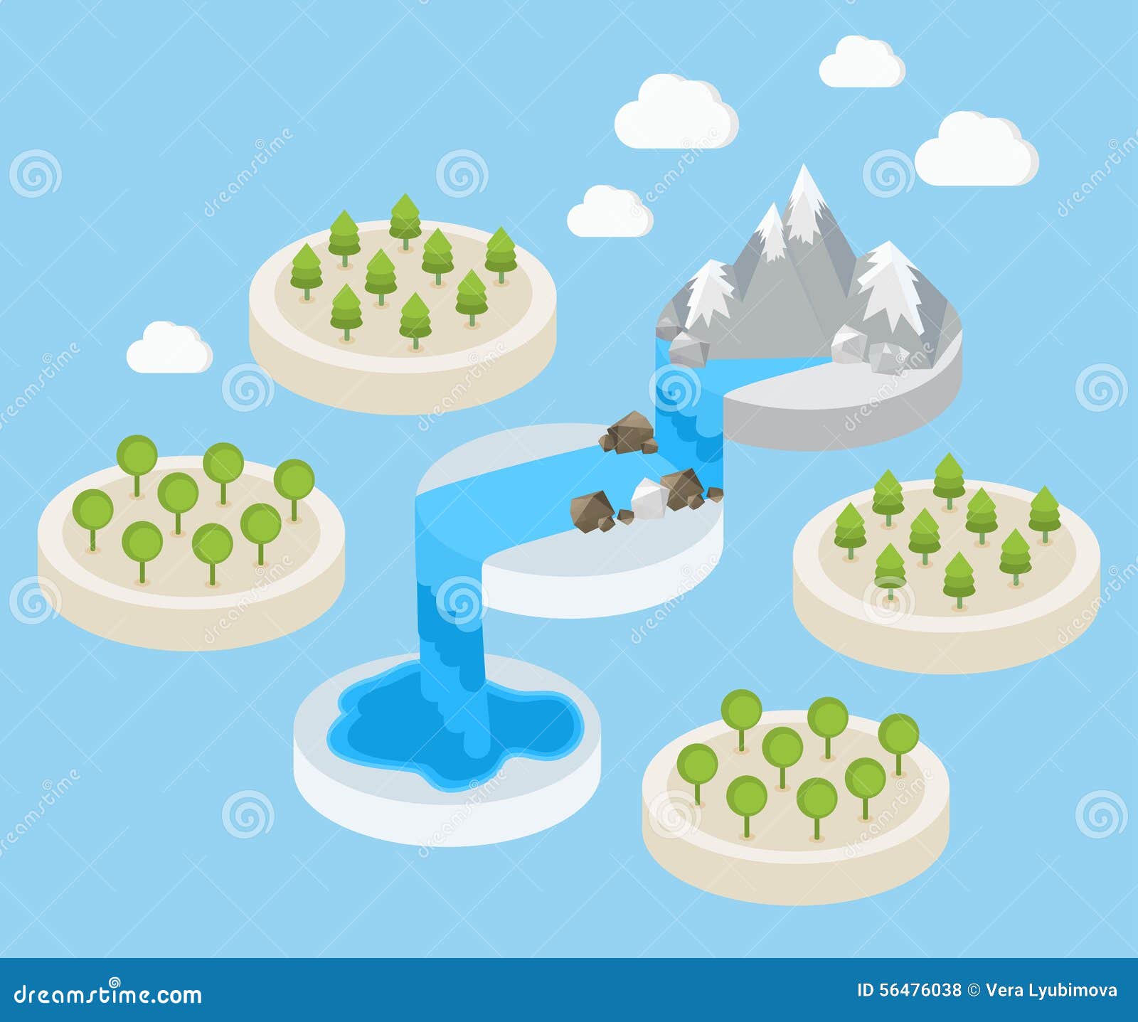 A View of a Waterfall and the Surroundings Stock Vector - Illustration ...
